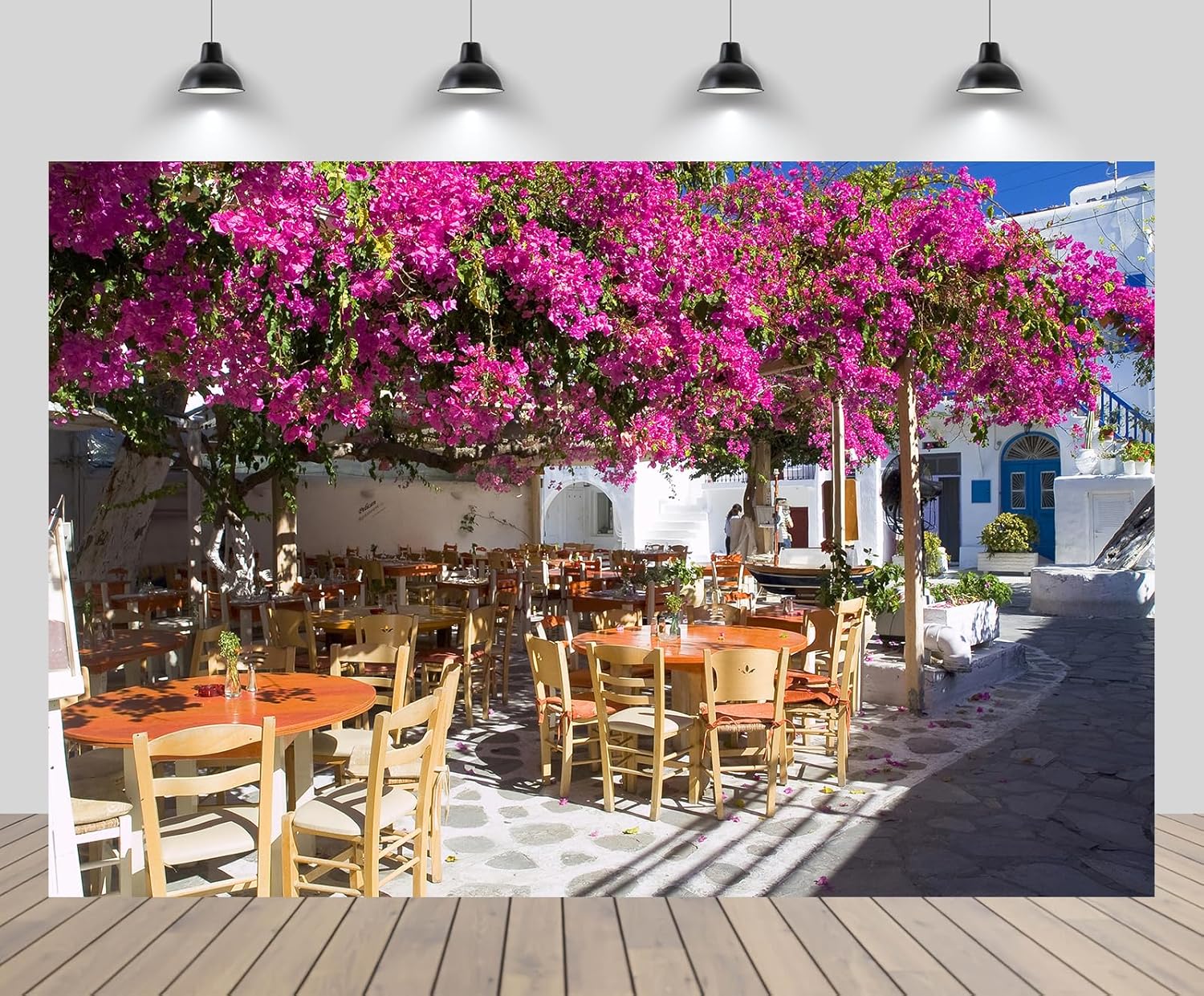 Amazon.com : chnywork 10x6.5ft Greece Backdrop Greek Street Restaurant ...