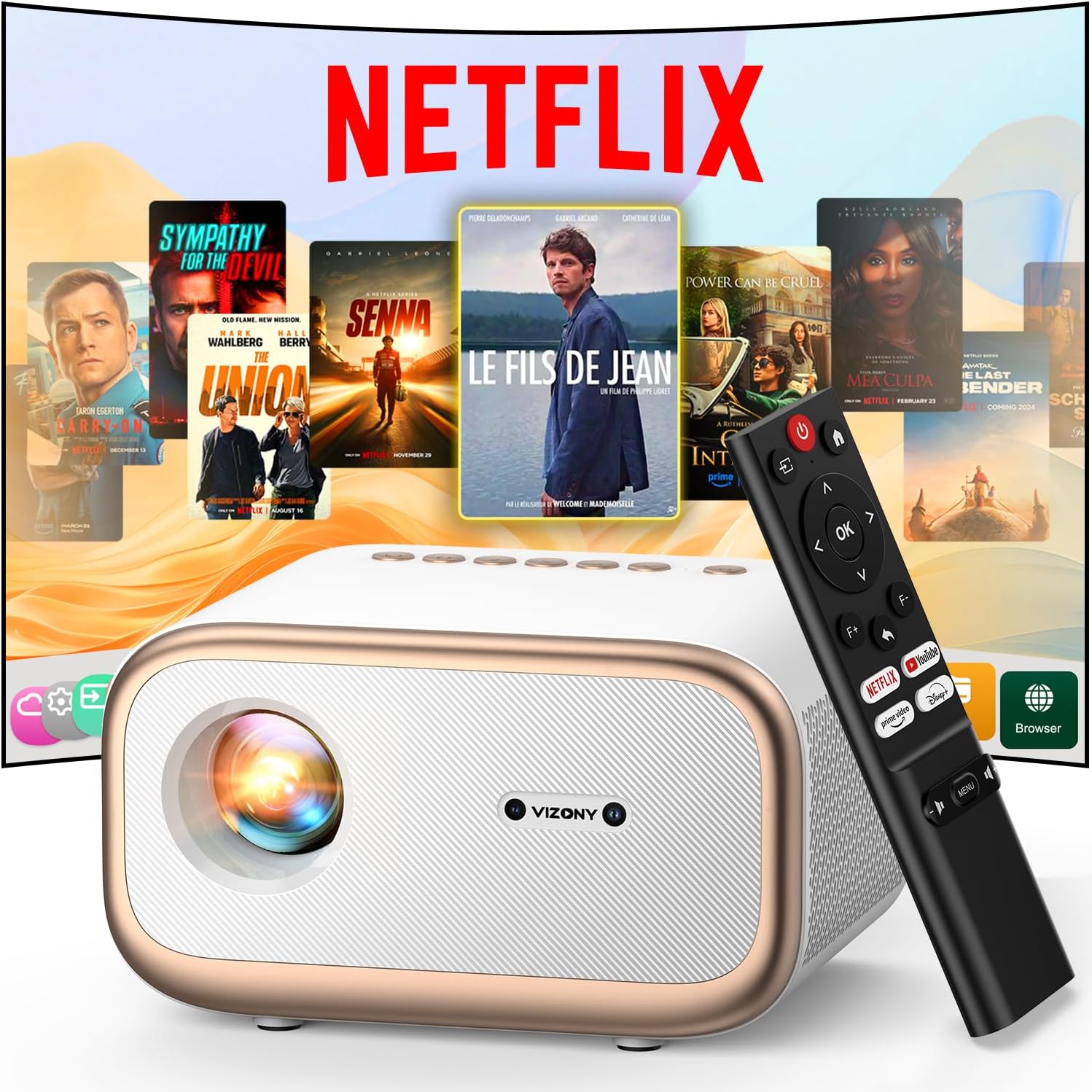 Amazon.com: VIZONY E1 Pro Netflix-Certified Smart Projector, 550 ANSI ...