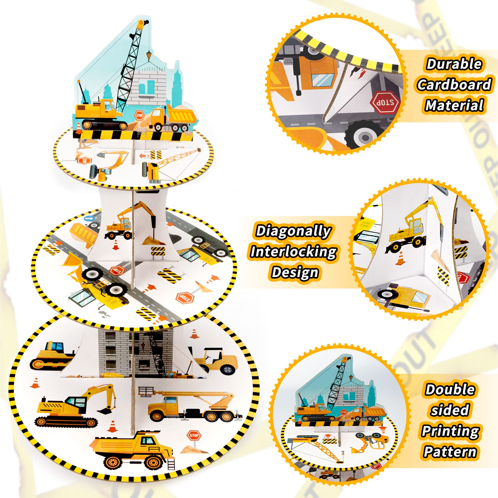 Snapklik 2 Pack 3 Tier Construction Theme Cupcake Stand Cardboard