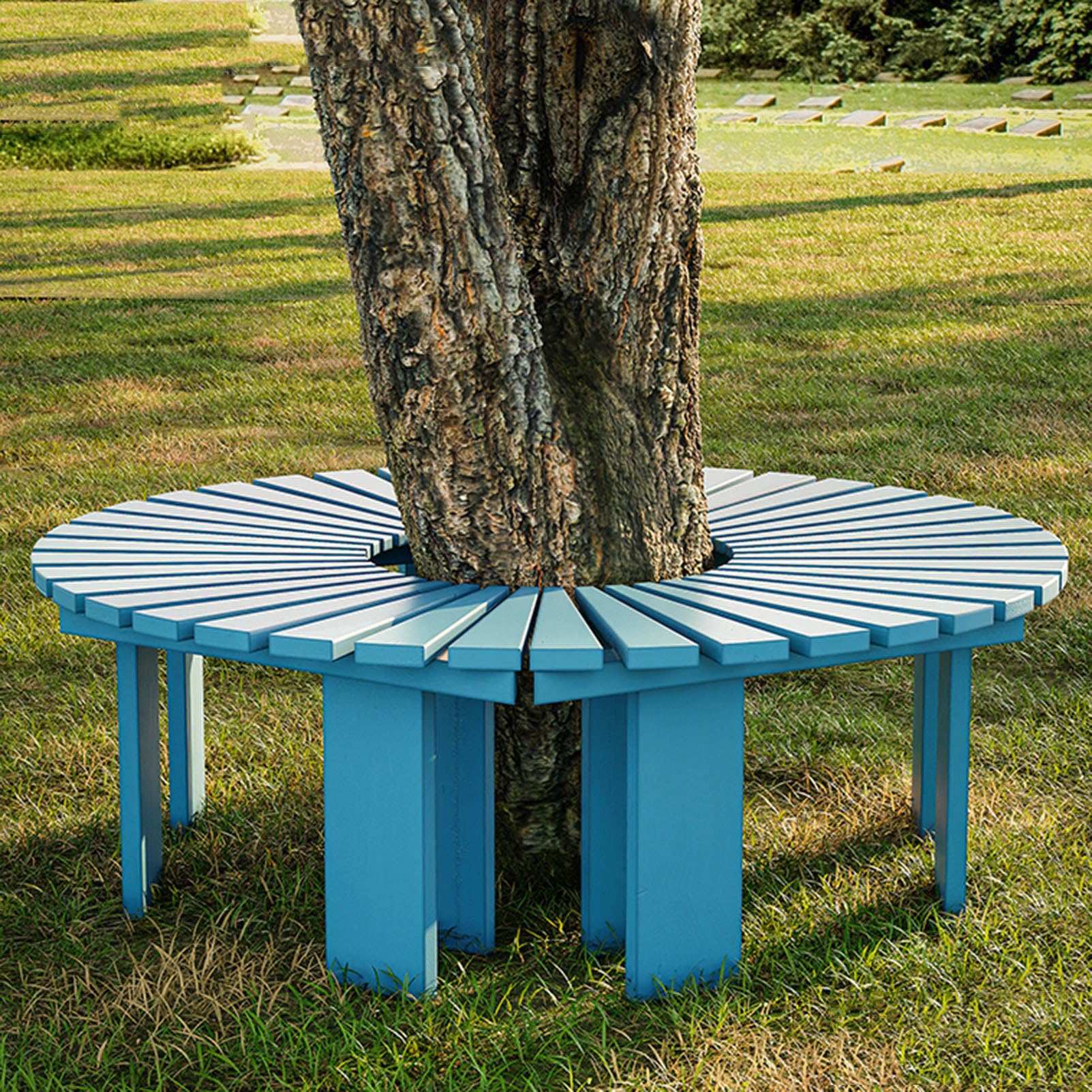 Amazon.com: Outdoor Courtyard Bench Wooden Curved Benches Round Park ...
