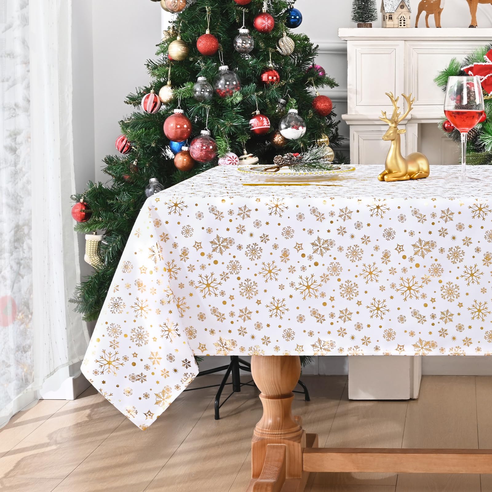 Amazon.com: Likiyol Christmas Tablecloth 55×55 Inch, Snowflake ...