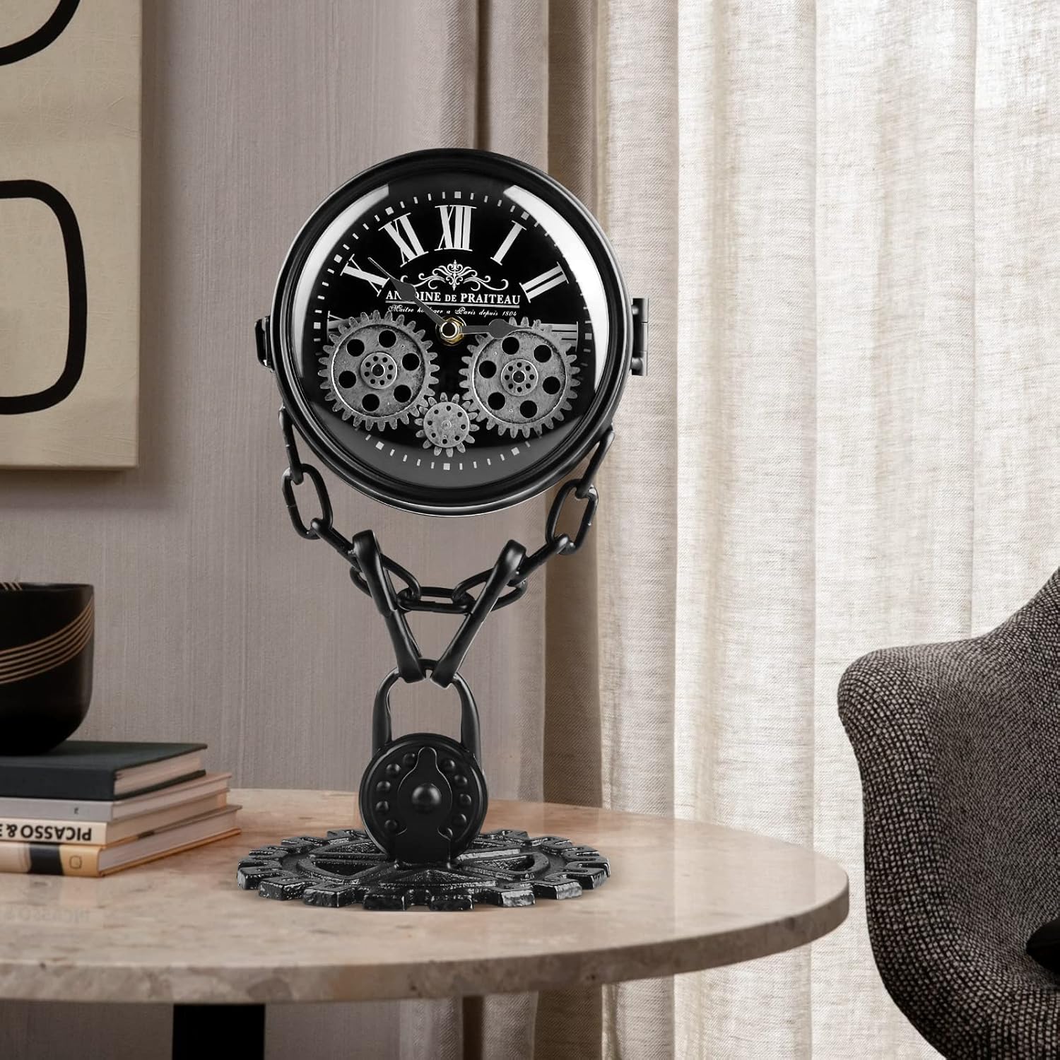 Buy TOSTOG Moving Gear Clock Battery Operated Rustic,Vintage Clocks ...