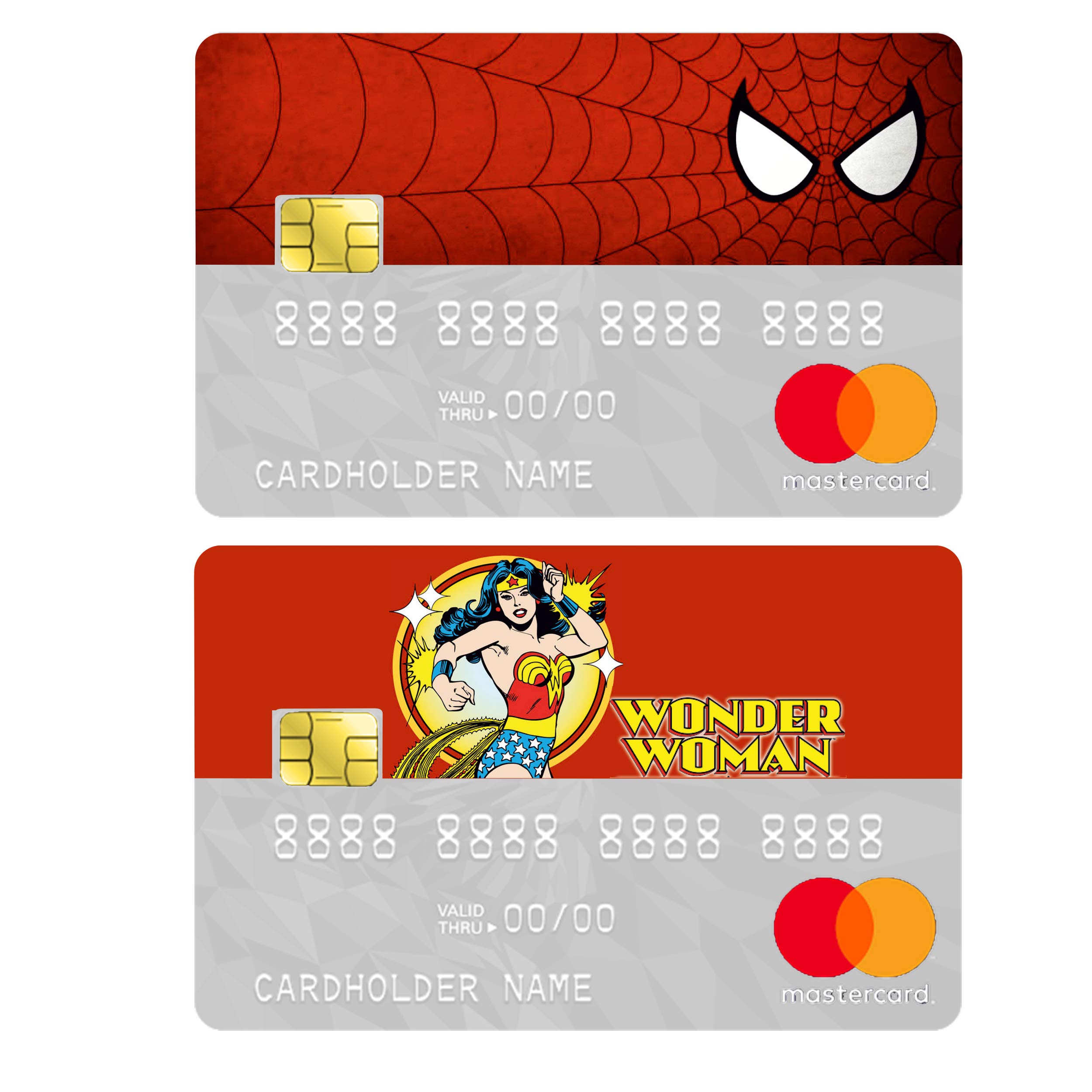Buy Rangjogi Spider Man + Wonder Woman Stickers for Credit/Debit Card ...