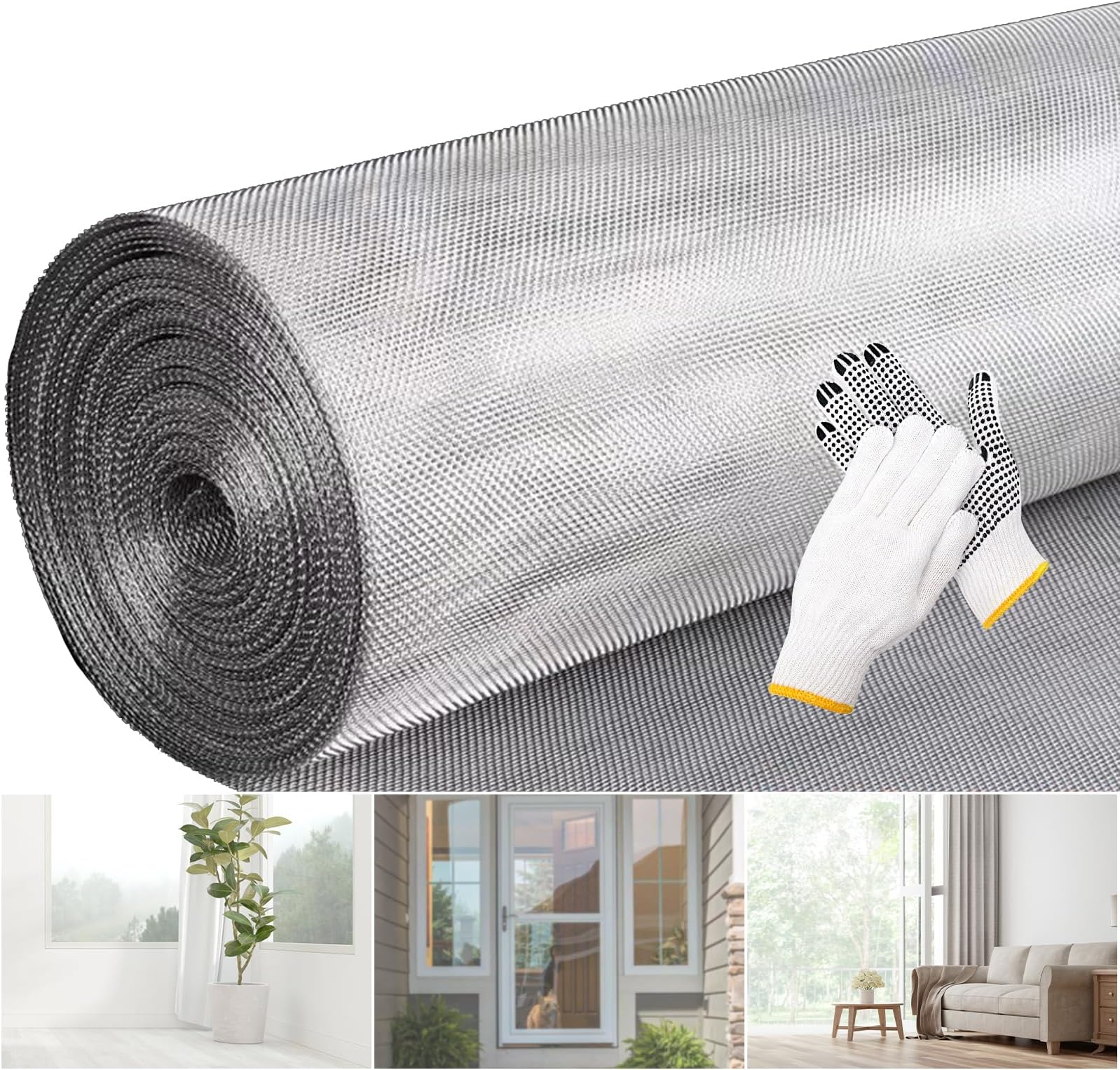 304 Stainless Steel Mesh Window Screen Roll 47" x 200" with Stab ...