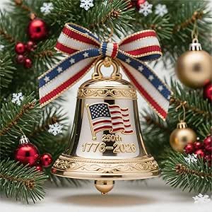 Amazon.com: USA 250th Anniversary Bell Ornament 3D Red & Gold ...