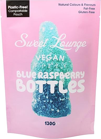 Sweet Lounge Vegan Fizzy Blue Raspberry Bottles | 1x 130g Pouch ...
