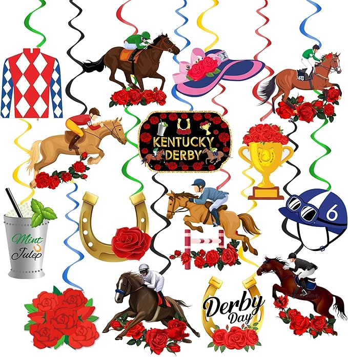 Amazon.com: 20pcs Kentucky Derby Hanging Swirls Kentucky Derby ...