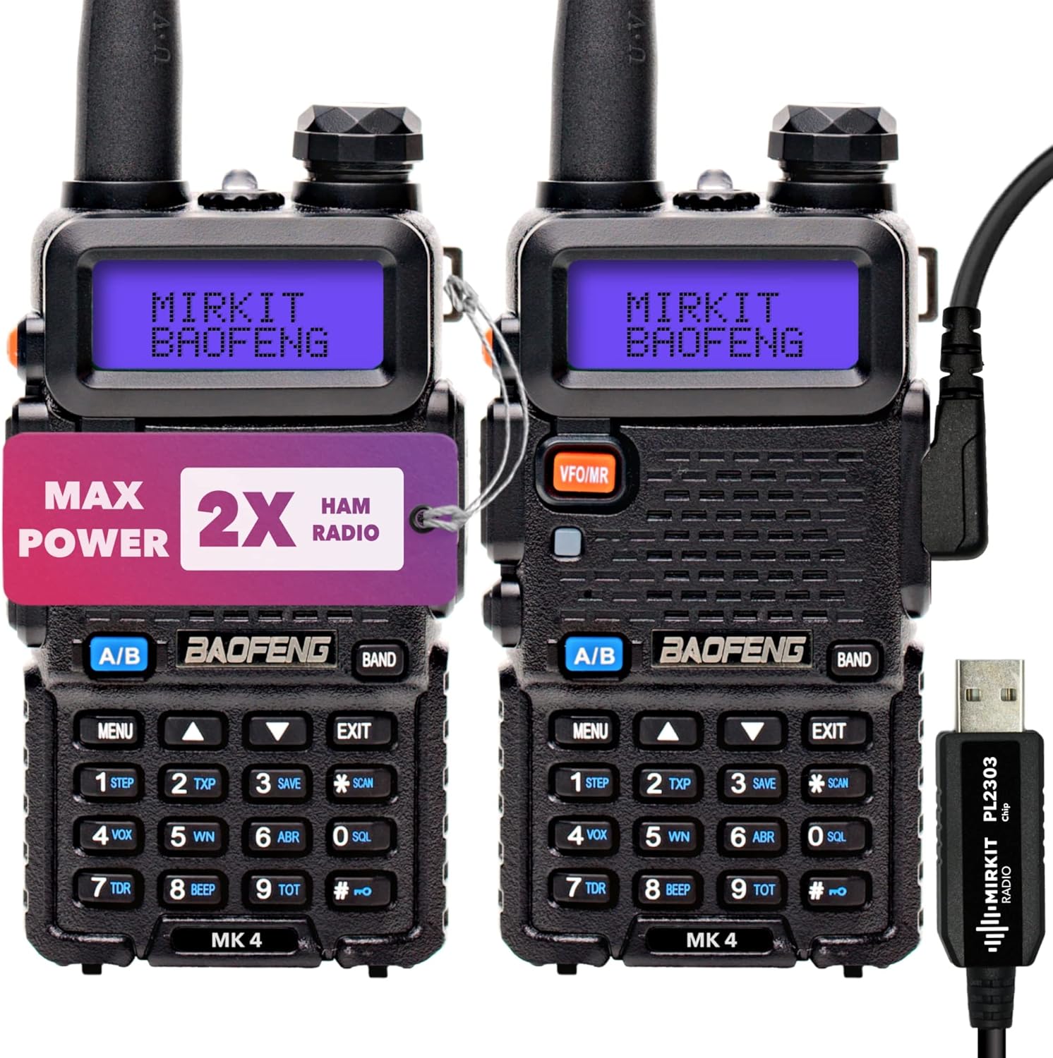 MIRKIT 2 x Mirkit Baofeng MK4 Ham Radio Max Power Two Way Radio mit ...