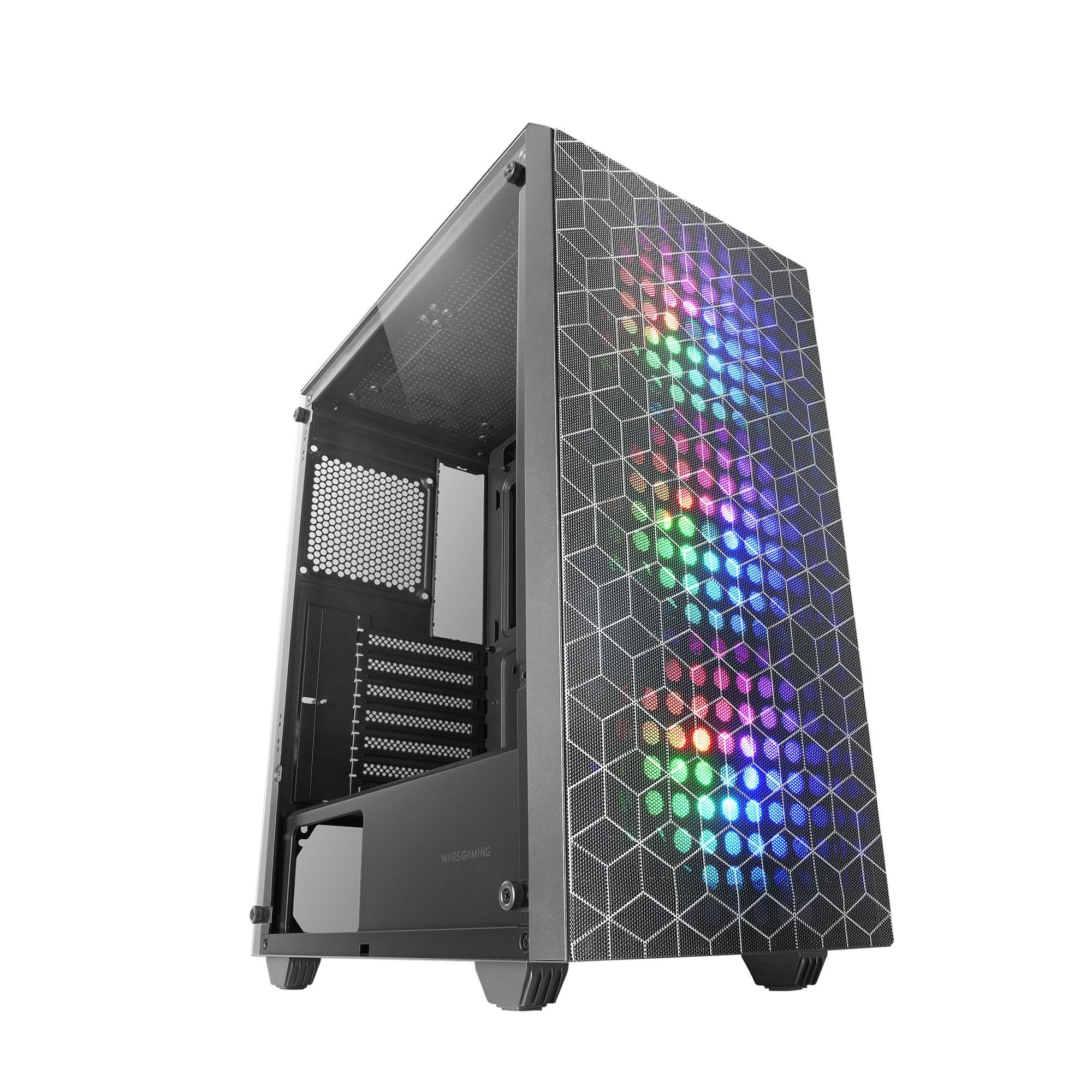 Mars Gaming MC-MAG, Case Gaming ATX, Pannello Laterale Completo Vetro Temperato, Doppia Griglia ...