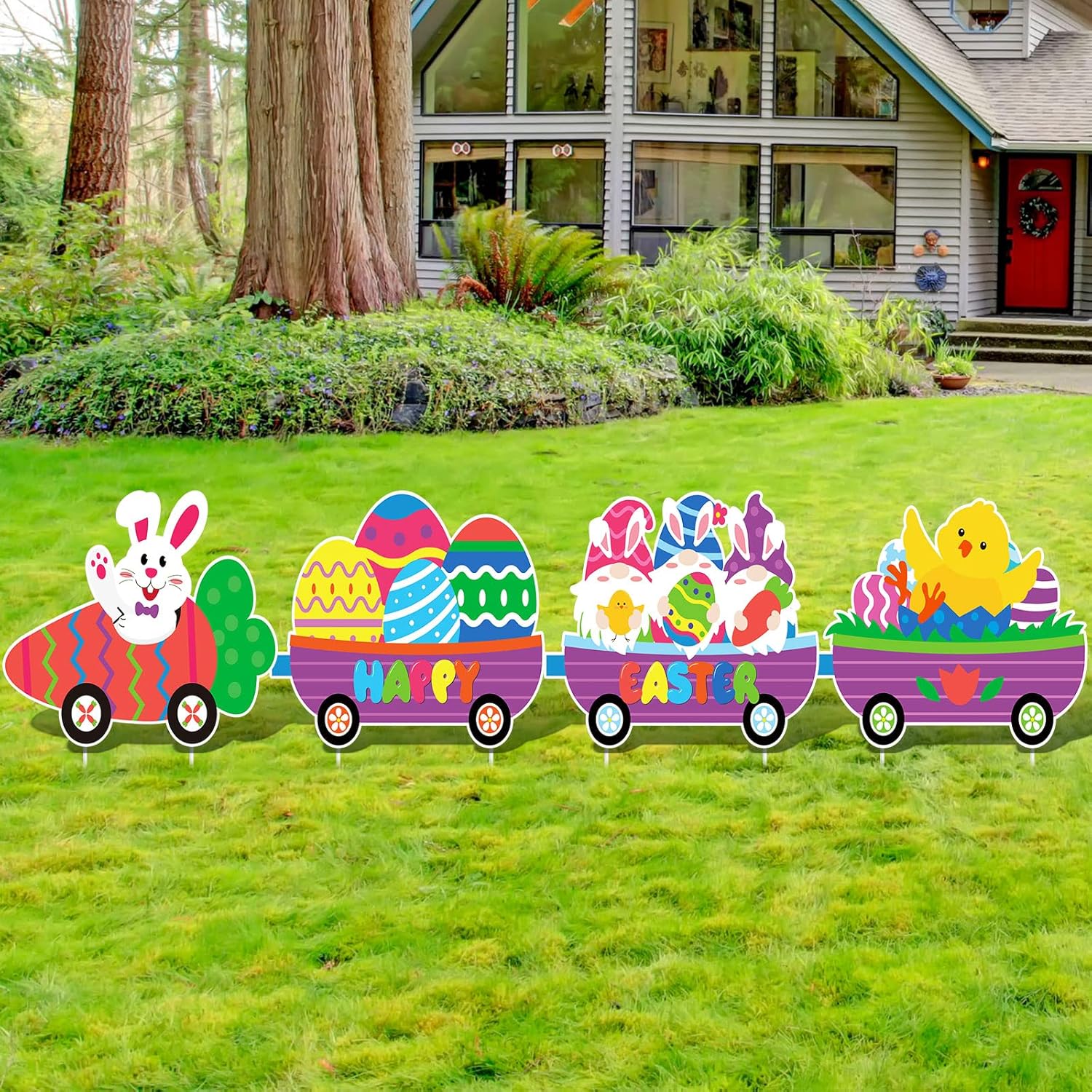 Amazon.com : 4 Pcs Easter Yard Signs with Stakes Happy Easter Yard ...