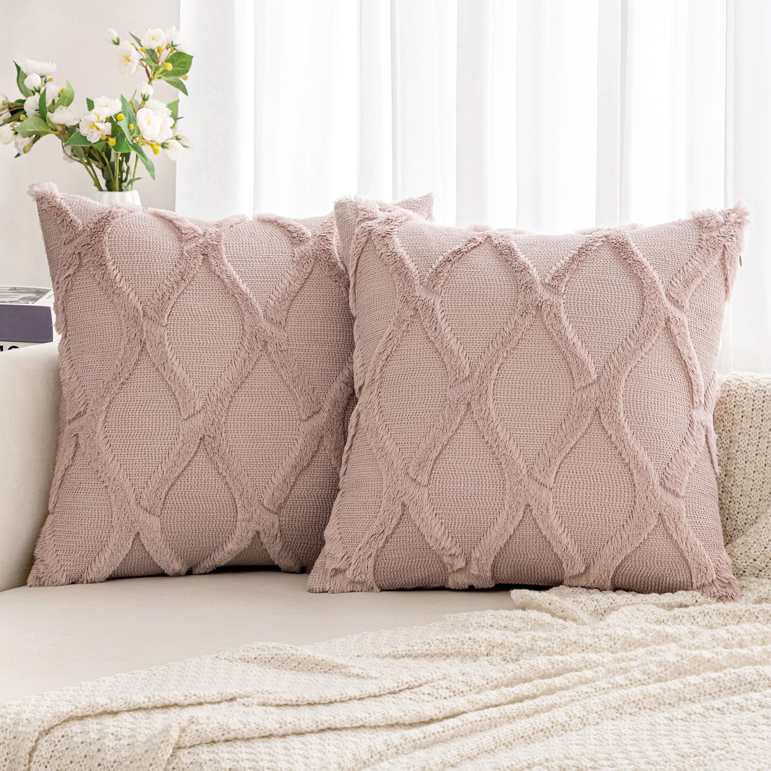 Amazon.com: MIULEE Blush Pink Decorative Throw Pillow Covers 18x18 Inch ...