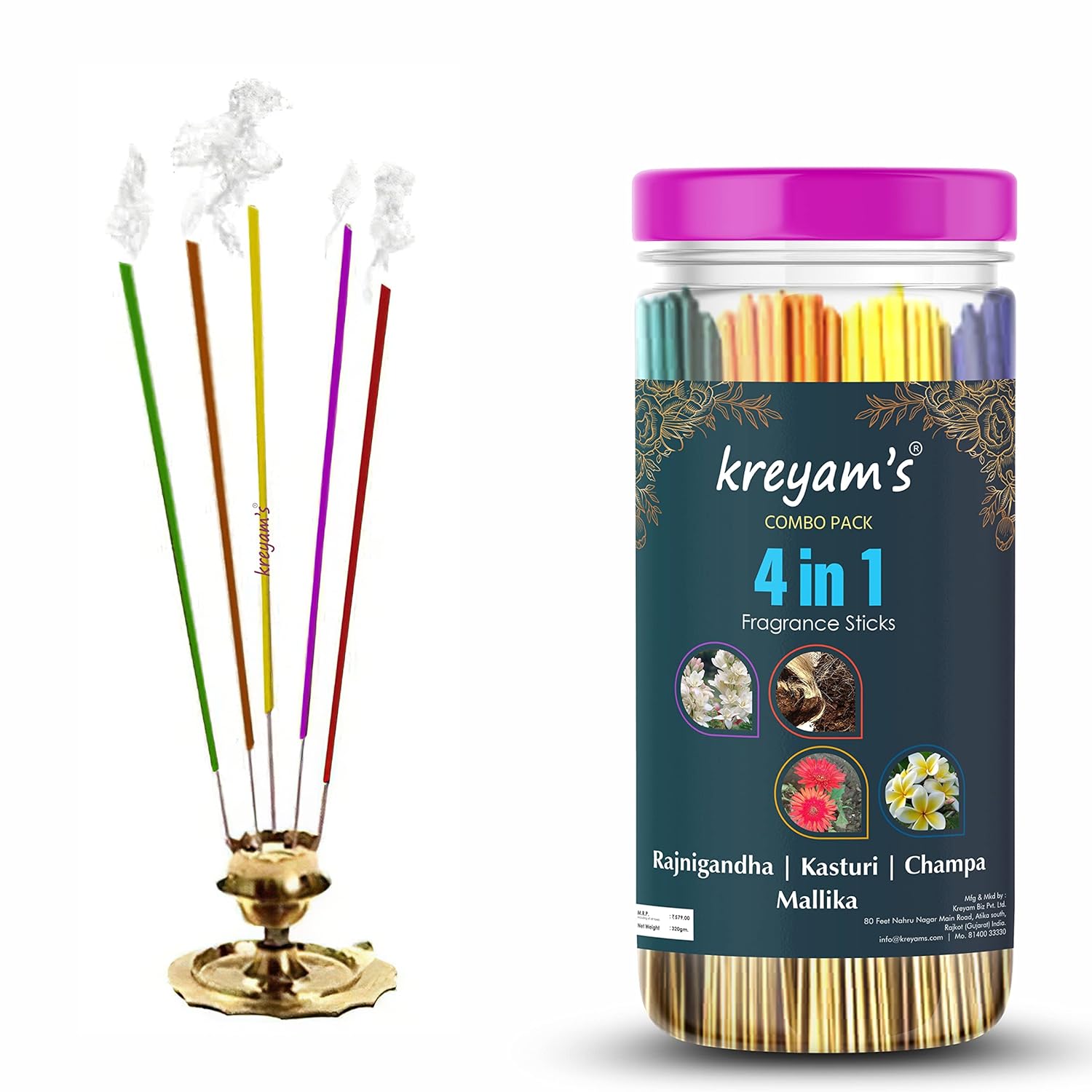 Kreyam's Incense Stick Dhup Agarbatti for Pooja | Natural Khushbu Long ...