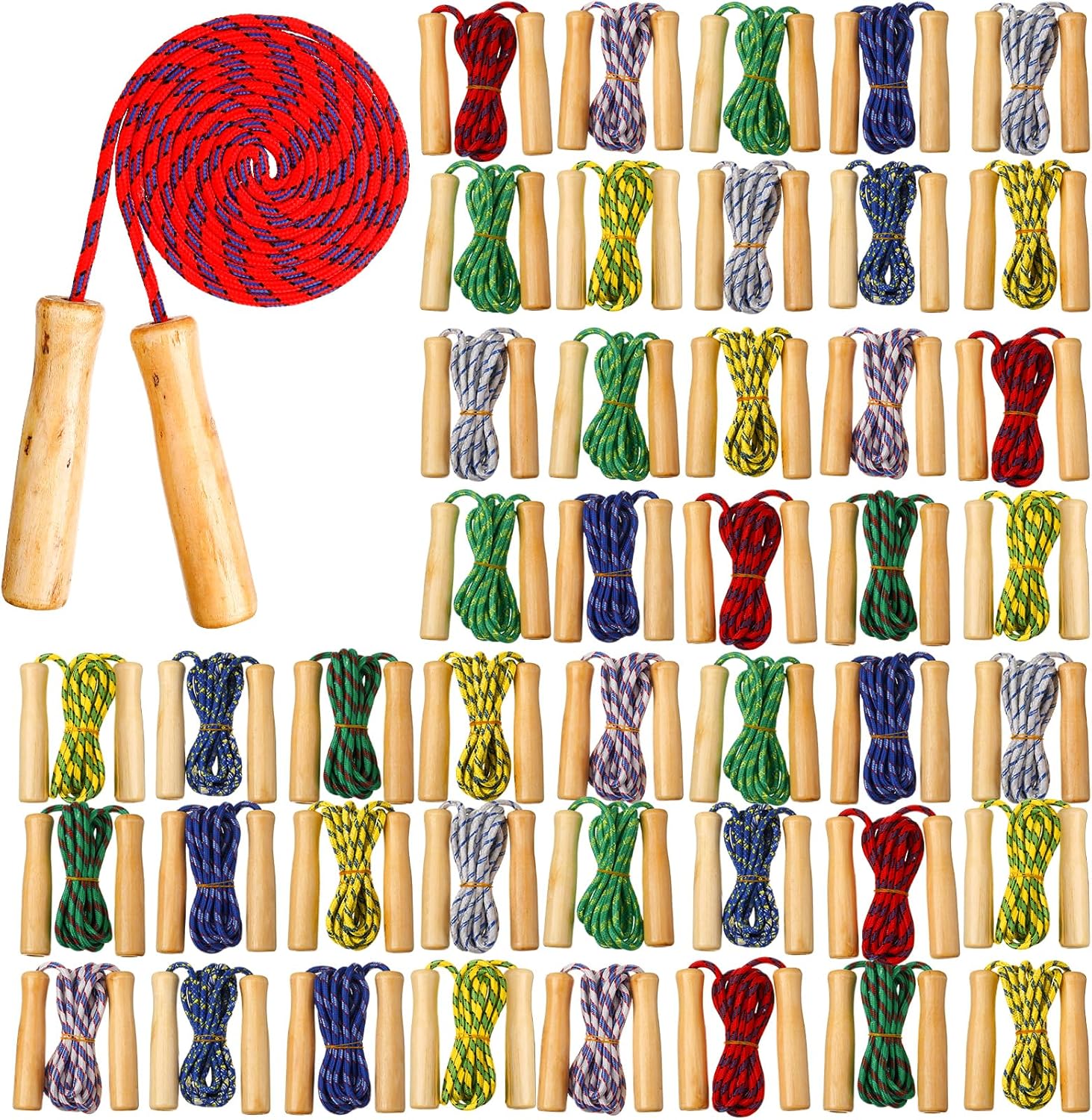 Lenwen 80 cuerdas de saltar de 7.25 pies para niños, cuerda de algodón ...