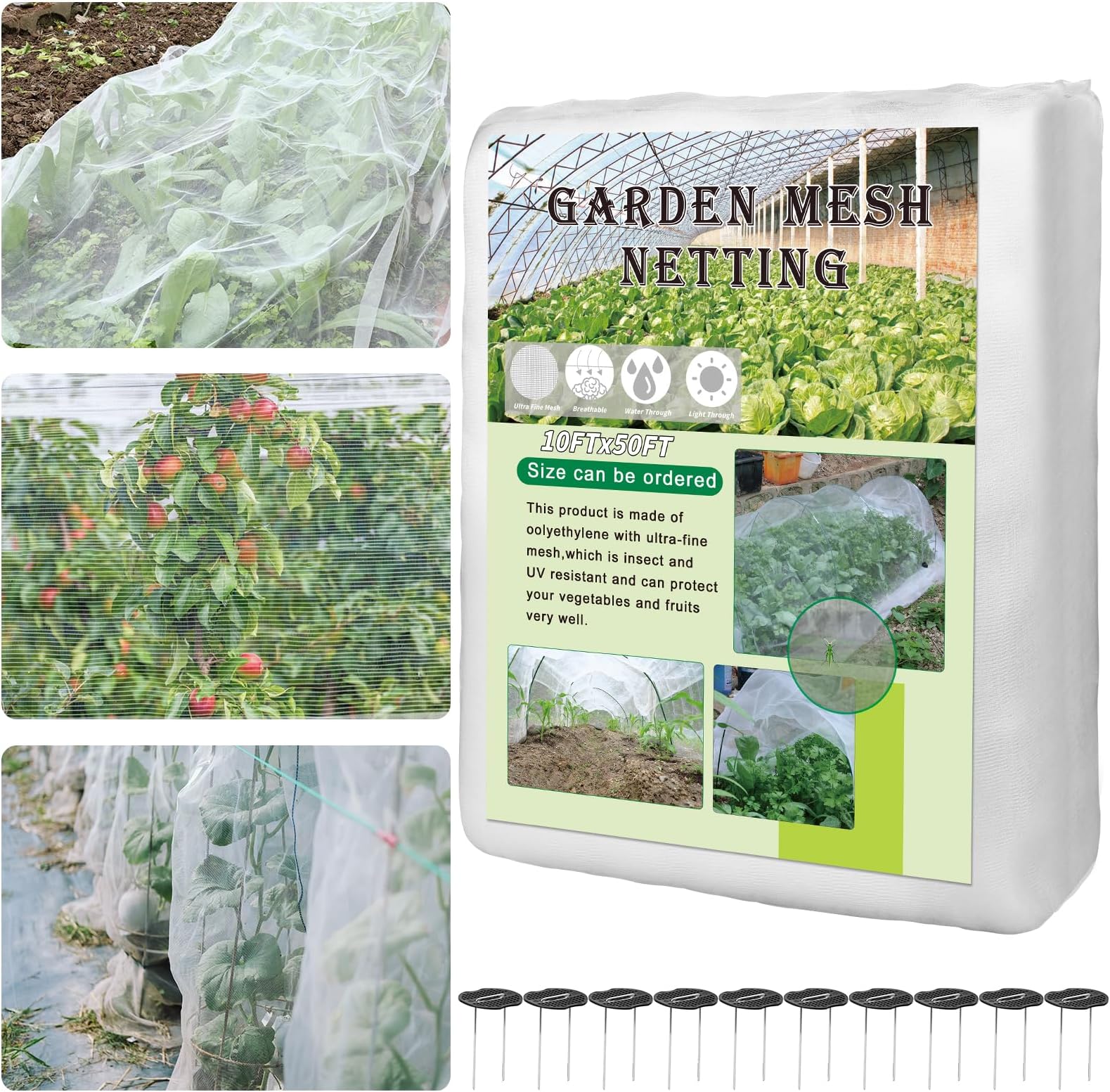 Amazon.com : Tigvio 10x33Ft Ultra Fine Mesh Garden Netting for Plant ...