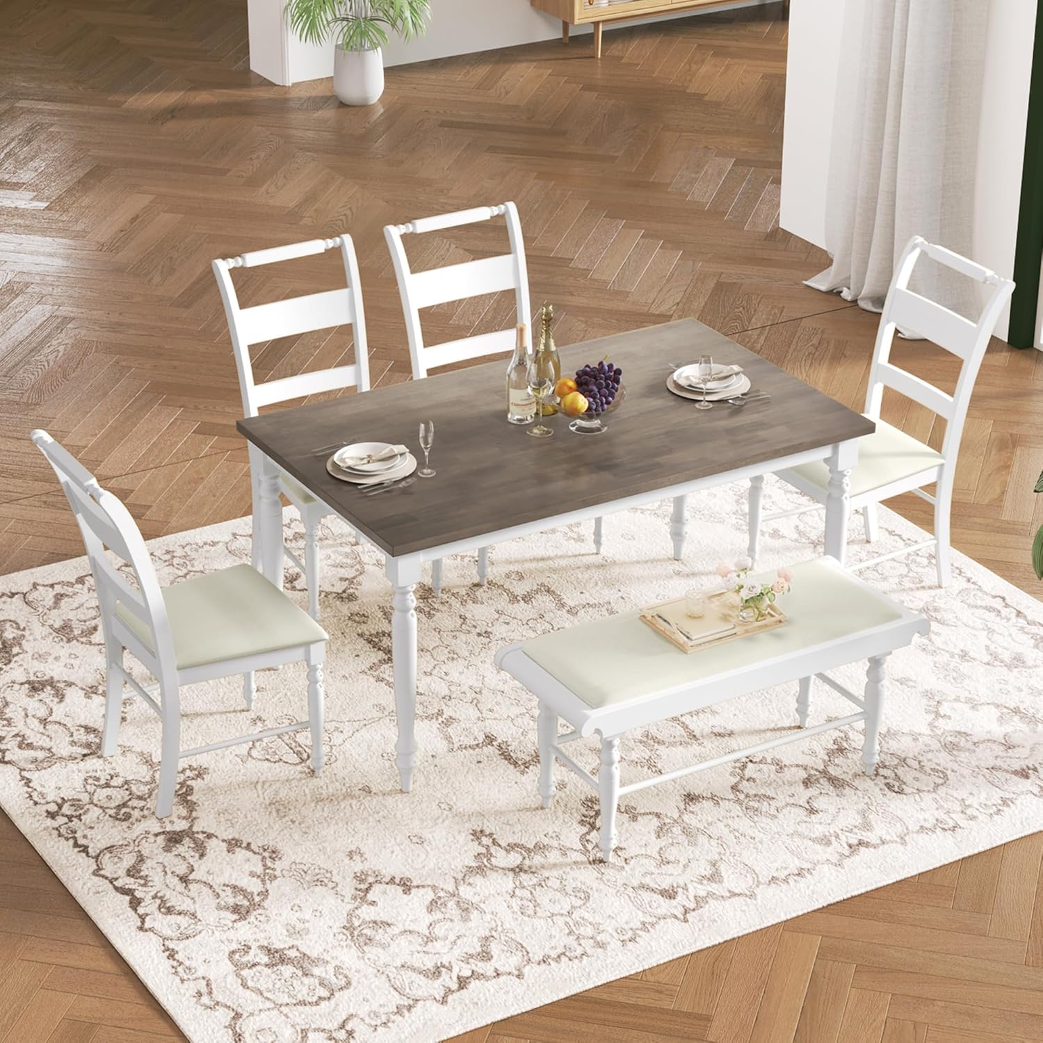 Amazon.com - Harper & Bright Designs 6-Piece Dining Set with 4 ...