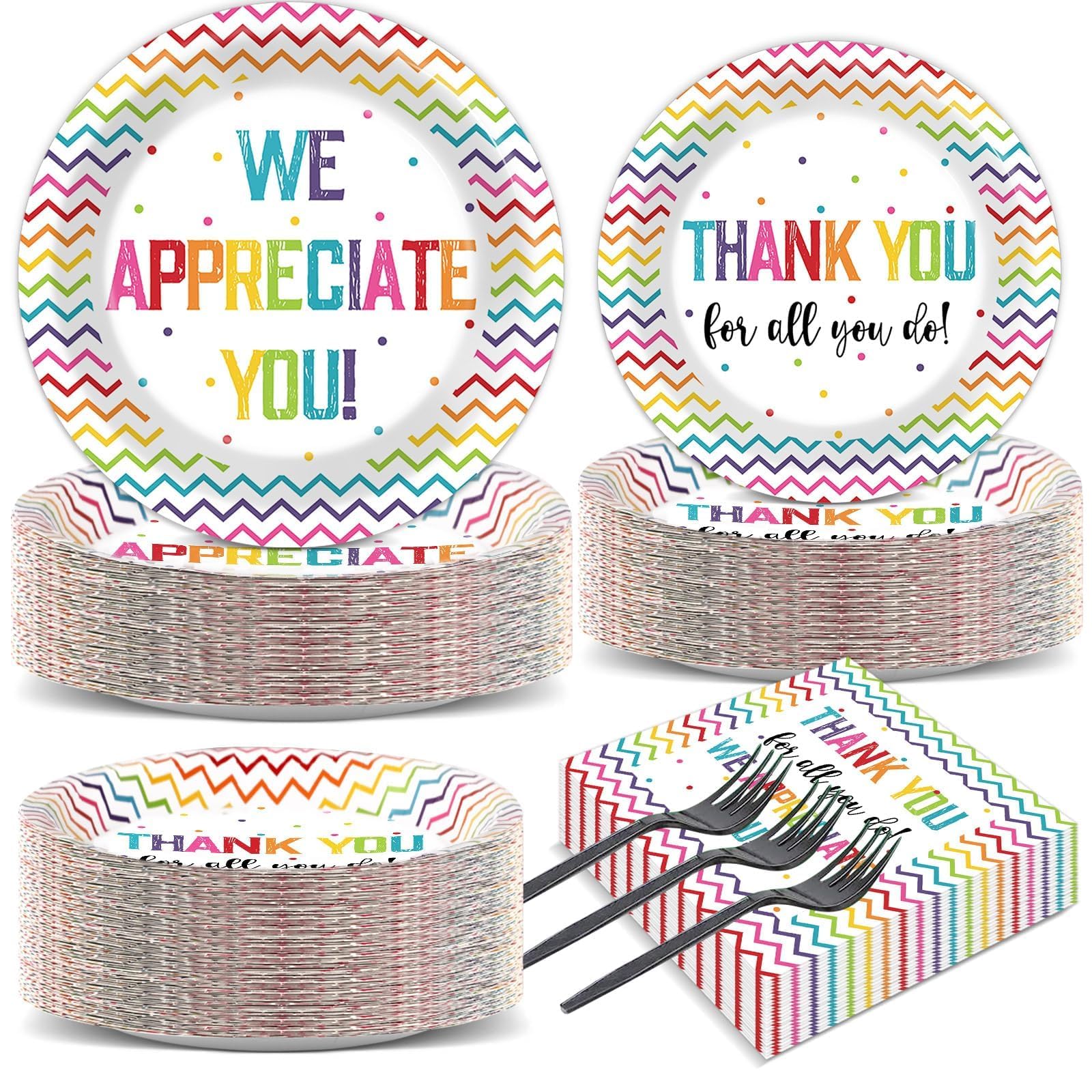 Amazon.com: Naozinebi 200pcs Thank You Plates Napkins We Appreciate You ...