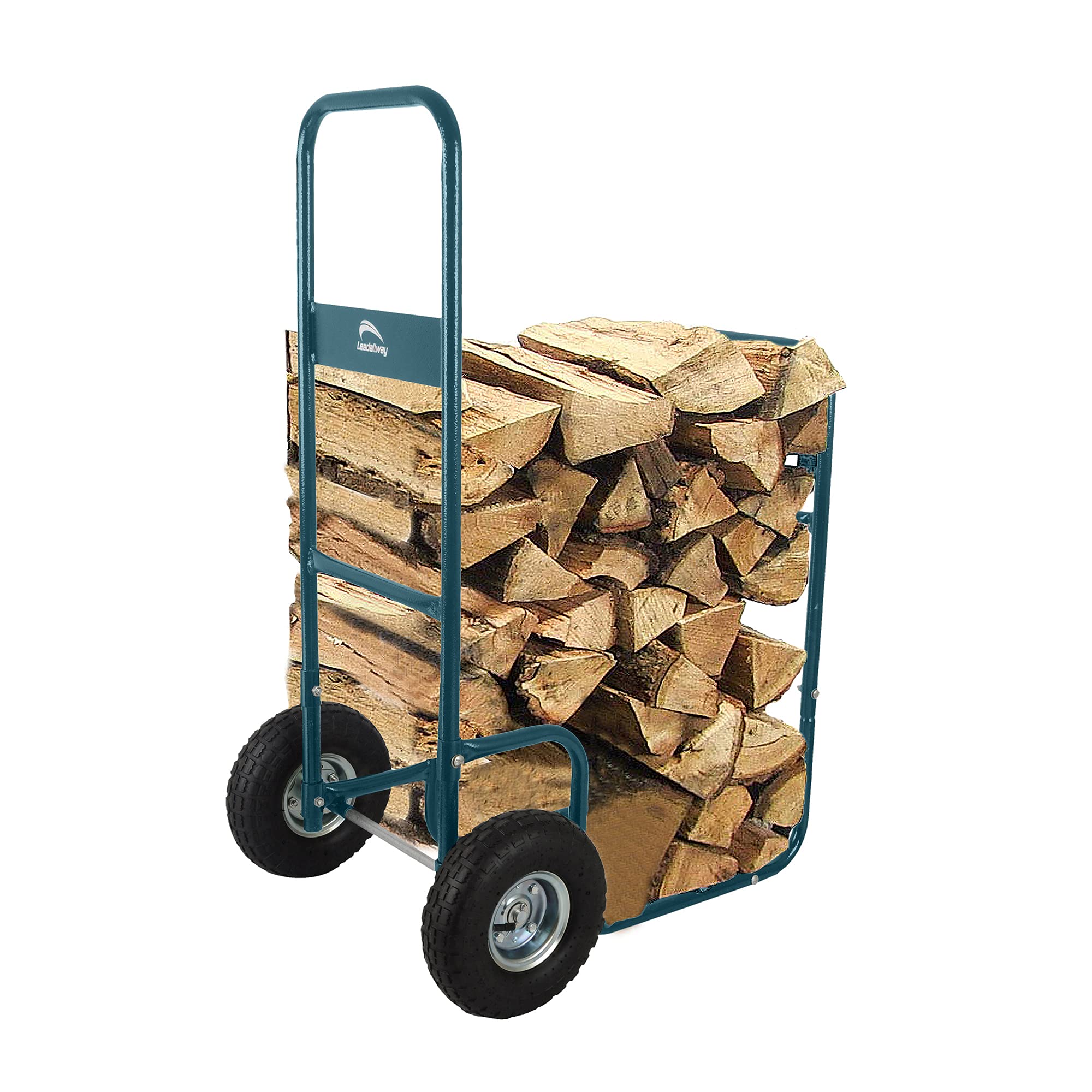 LEADALLWAY Firewood Cart Wood Hauler Fireplace Log Carrier Mover ...