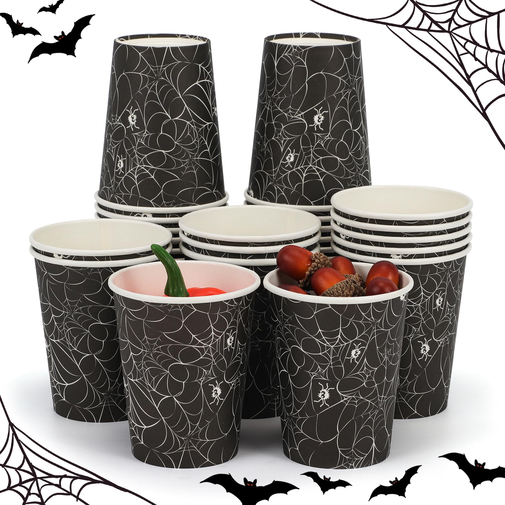 Amazon.com: ATFUNSHOP Halloween Disposable Cups 30PCS Spiders Web Party ...