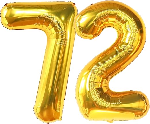 Amazon.com: Giant, Gold 72 Balloon Numbers - 40 Inch | Gold 72 Birthday ...