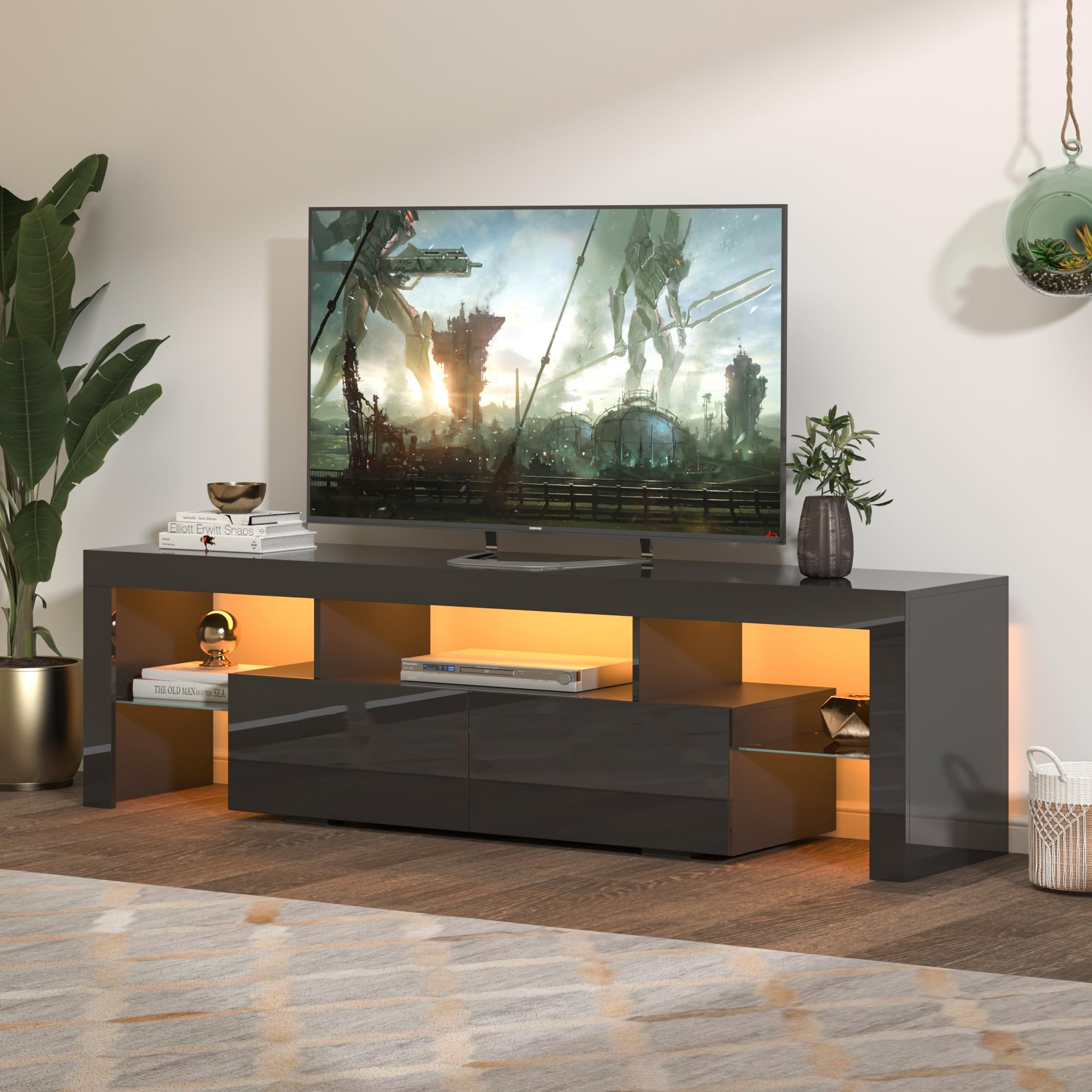 Amazon.com: CreekT LED Black TV Stand for 70 Inch TV Stand, 70 Inch TV ...