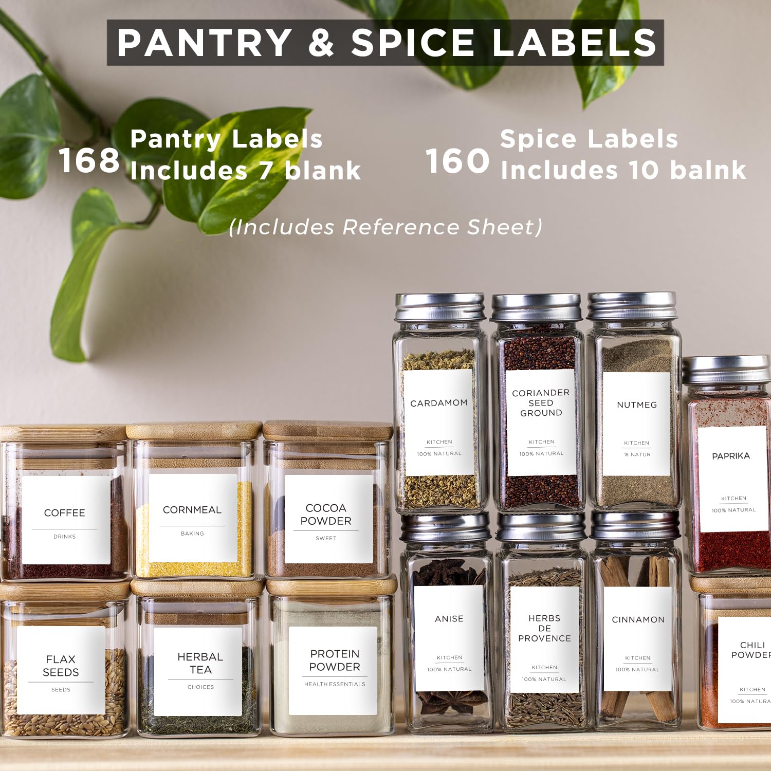 328 Pantry and Spice Container Labels, v2croft Minimalist Kitchen Label ...