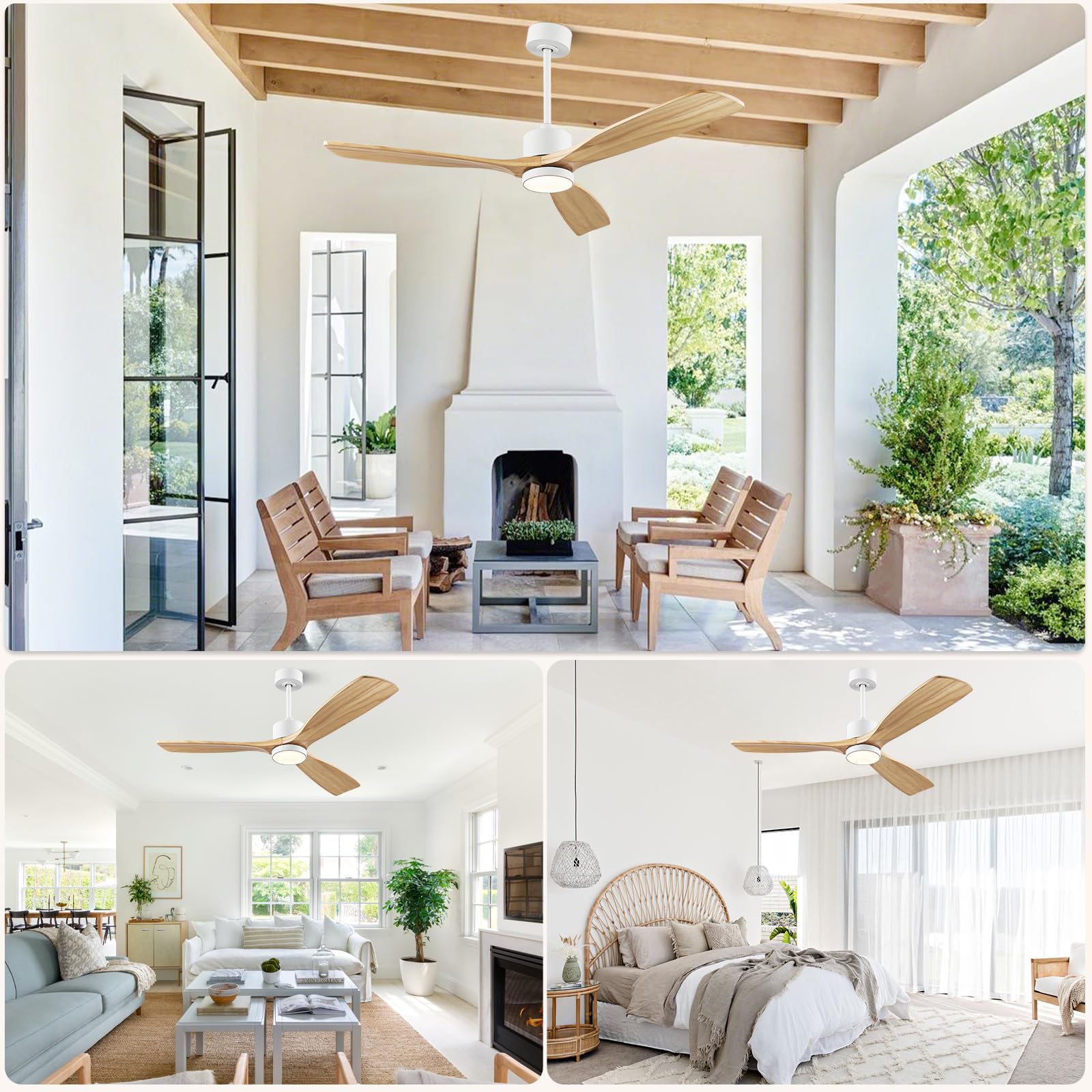 Eliora 60 inch Ceiling Fans with Lights and Remote Control, Outdoor ...