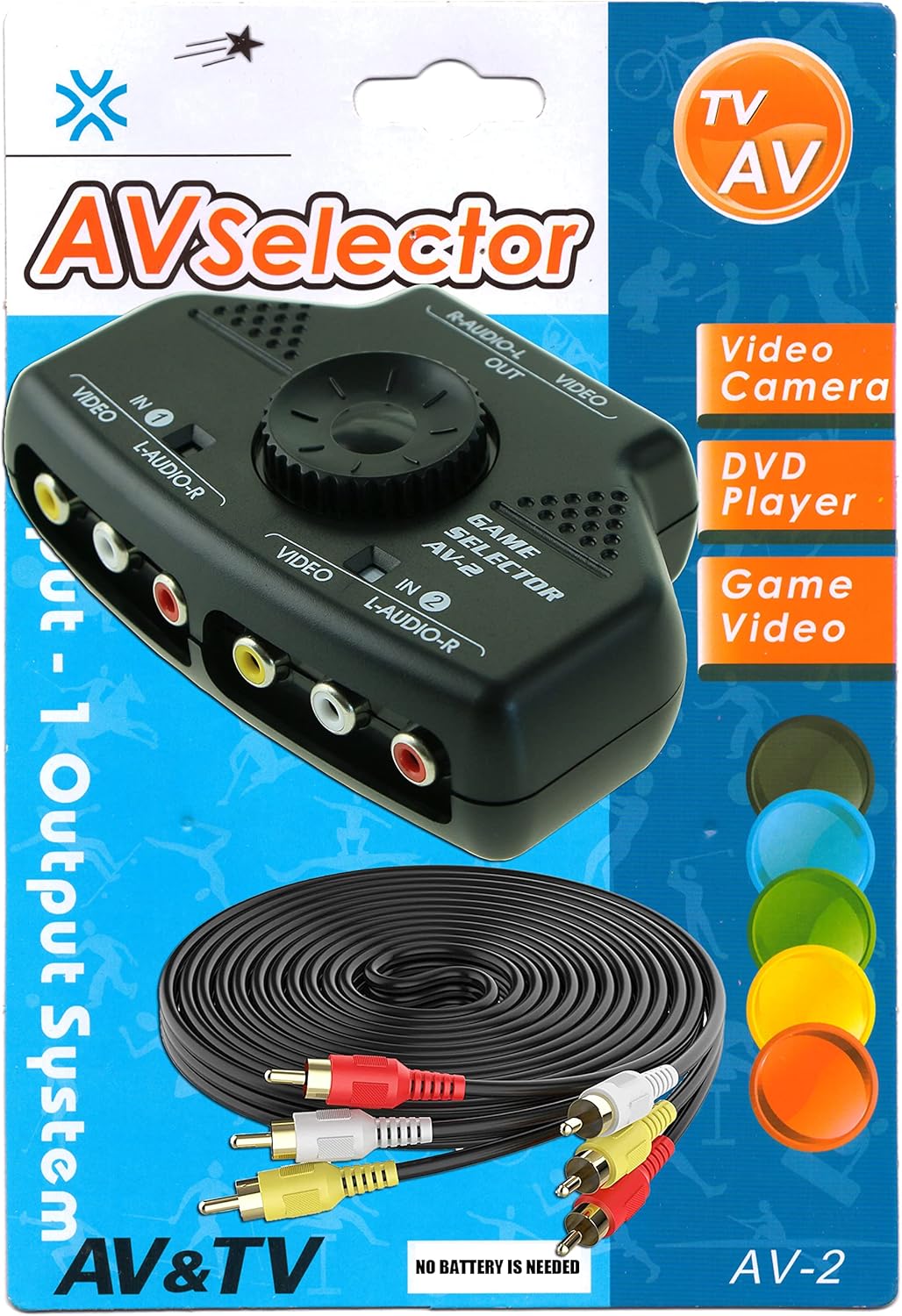 LEAGY 2 Way Audio Video Switch Selector Box Splitter with 3RCA Cable ...