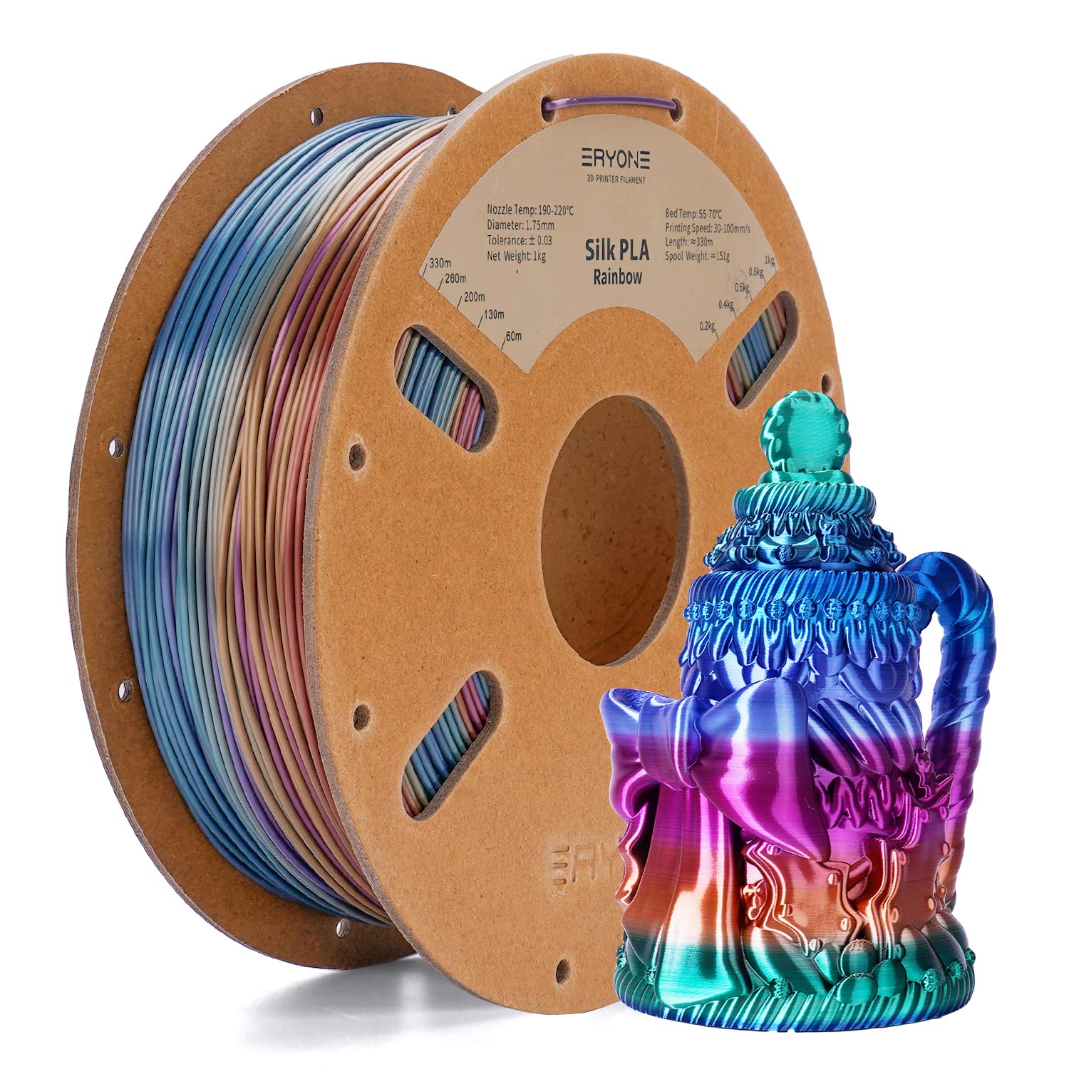 ERYONE Ultra Silk PLA Filament, Silky Glossy Finish Filament,Fast Color ...