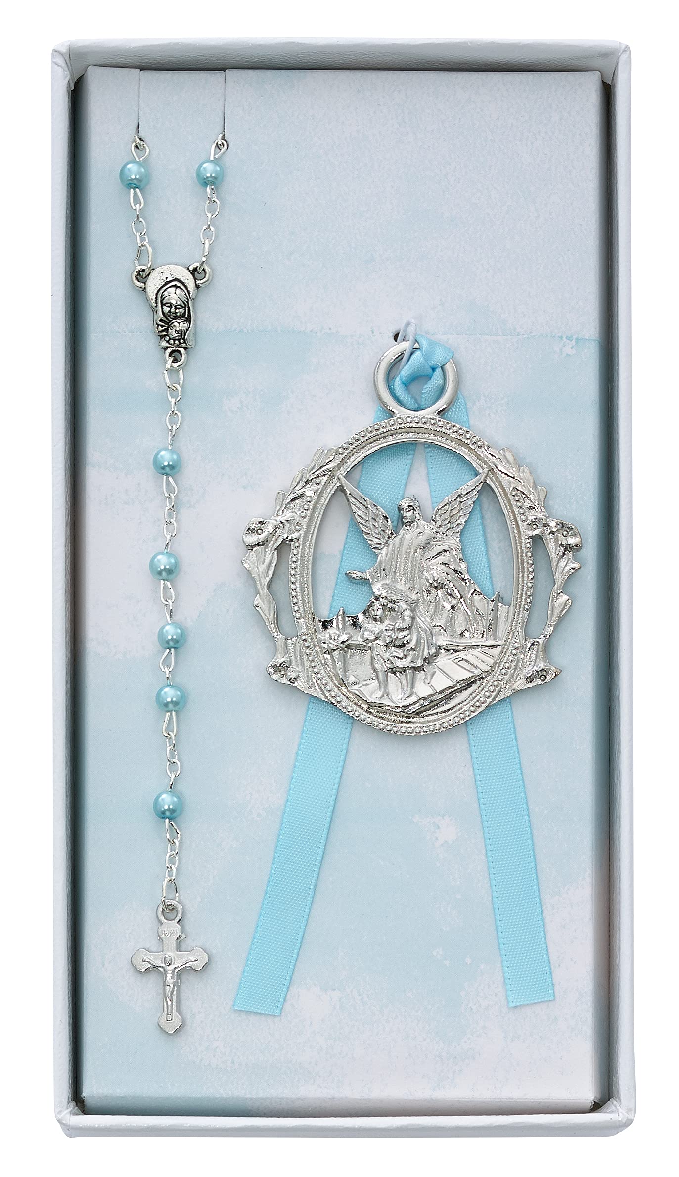 Guardian Angel Crib Medal Guardian Angel BLUE ROSARY & CRIB MEDAL Gift ...