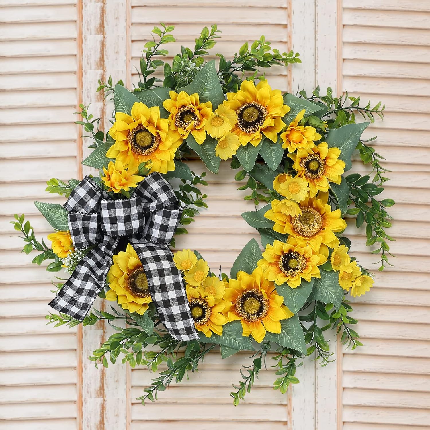 Amazon.com: Adeeing Spring Summer Sunflower Wreath for Front Door, 18 ...