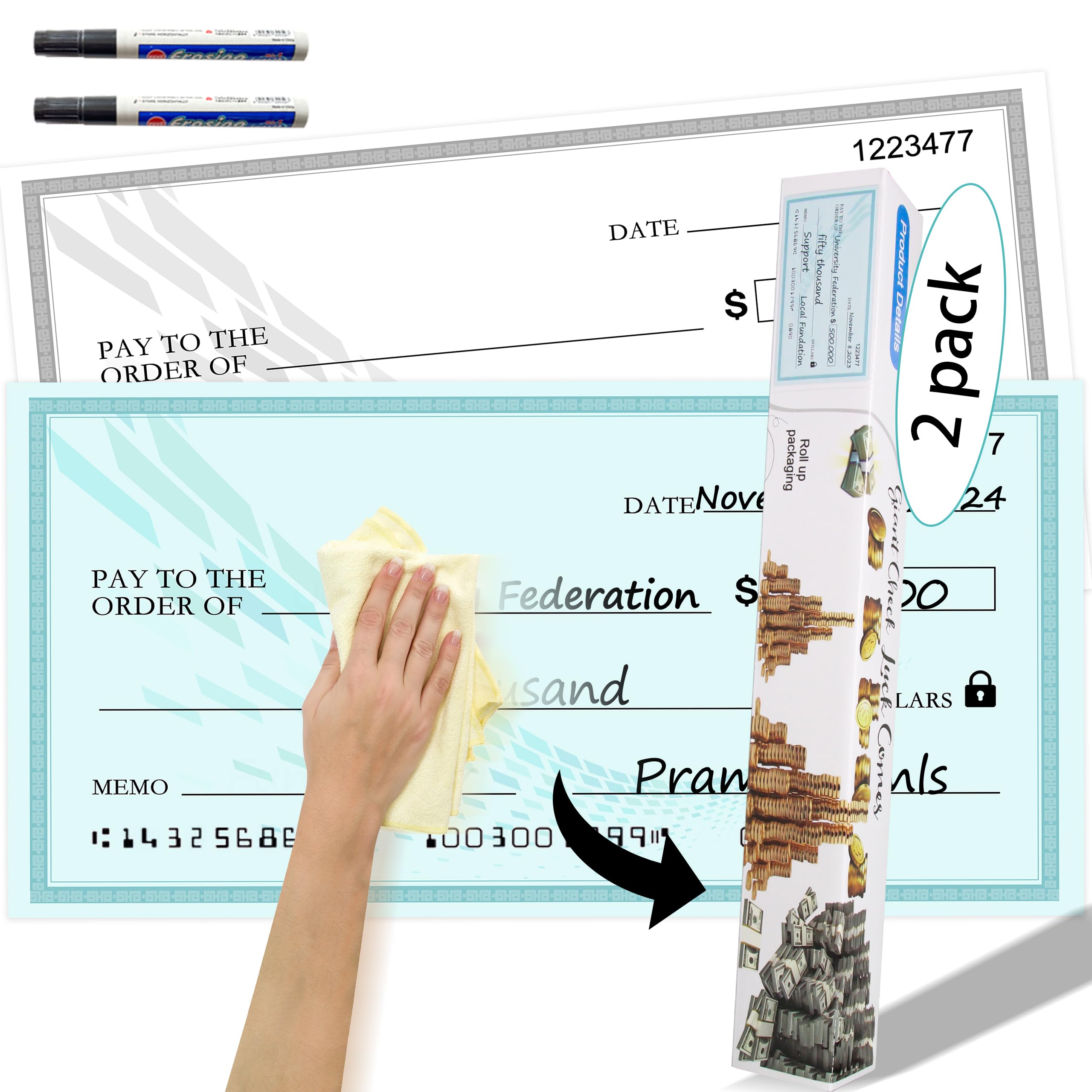 2 Pcs Big Checks for Pres...B0CVXHHP12 | Encarguelo.com.ve