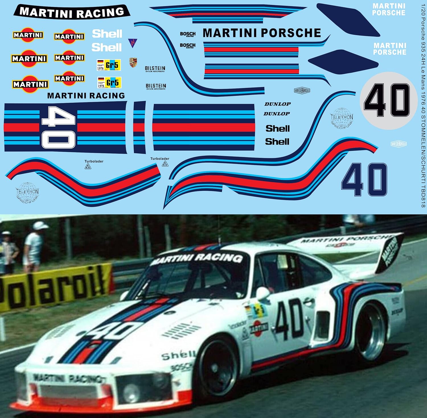 Amazon | デカール 水デカール 1/20 Decals for Porsche 935 24H Le Mans 1976 Martini 40 STOMMELEN/SCHURTI ...