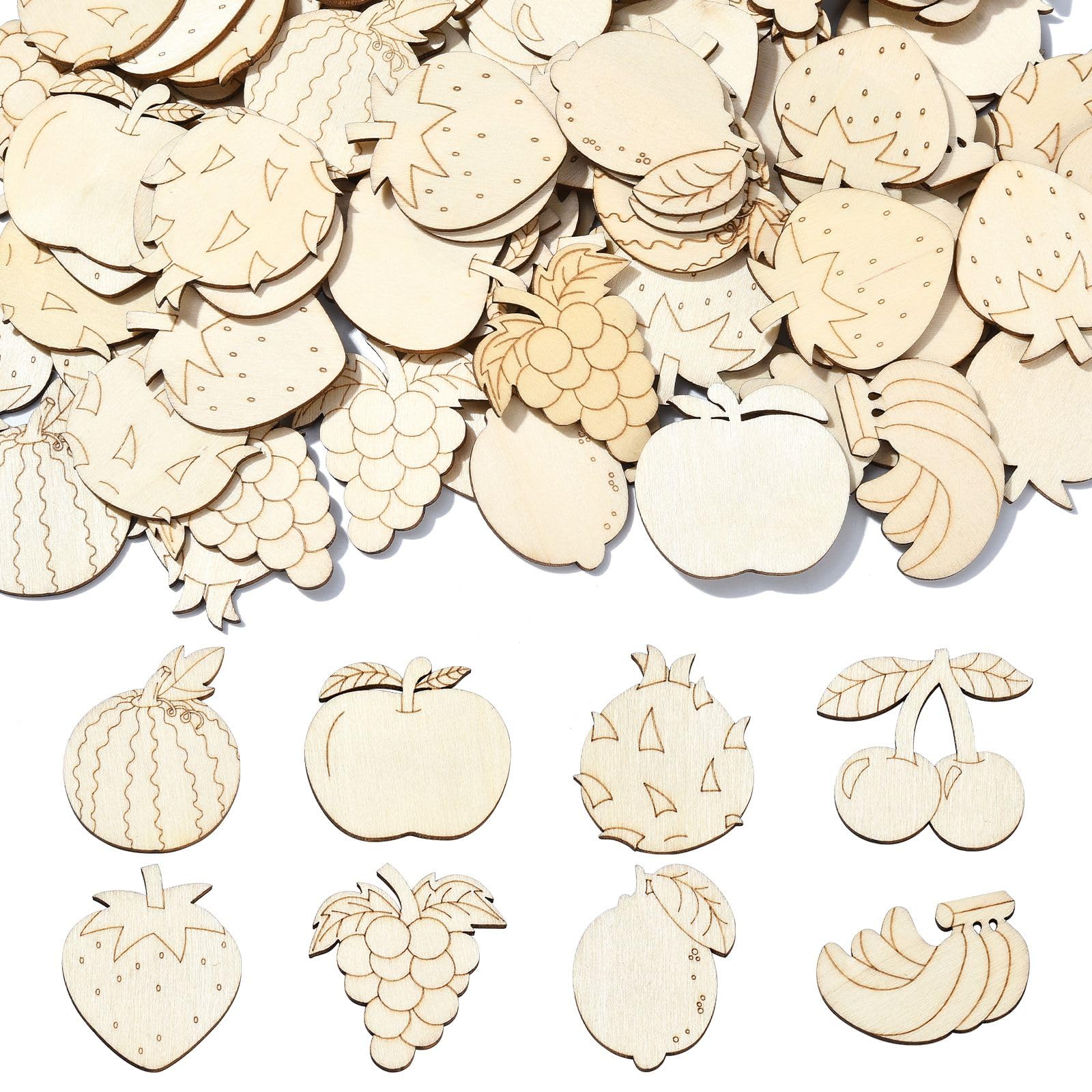 Amazon.com: KitBeads 100pcs Random Wooden Fruit Cutouts Strawberry ...