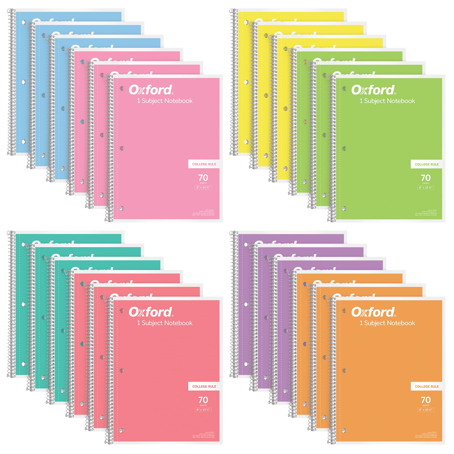 Snapklik.com : Spiral Notebook College Ruled - 24 Pack - 1 Subject ...