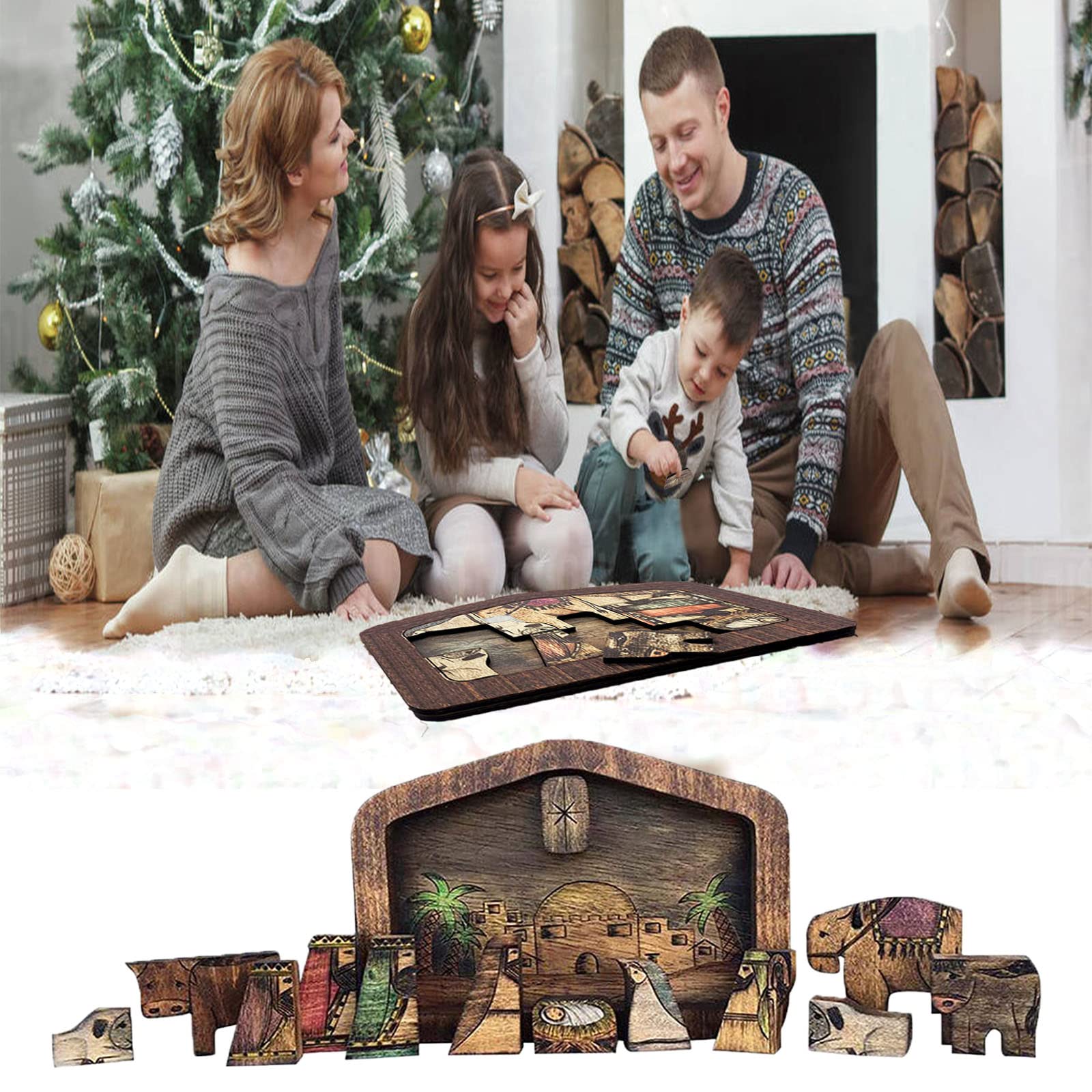 Buy Large Wooden Nativity Jesus Puzzle Set, Christmas Nativity Puzzle ...