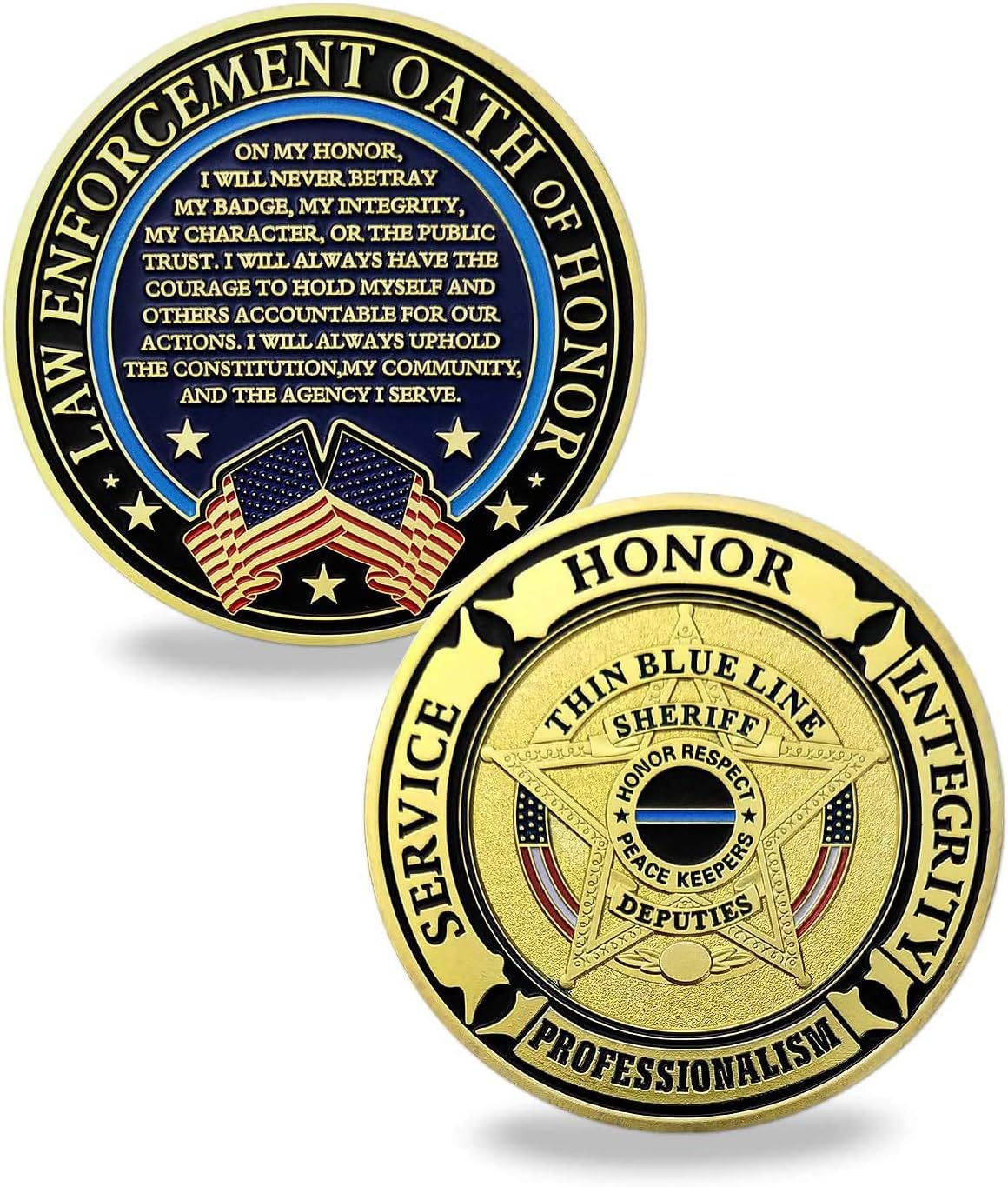 Amazon.com: Hero's Valor Law Enforcement Badge Challenge Coin Prayer 1 ...