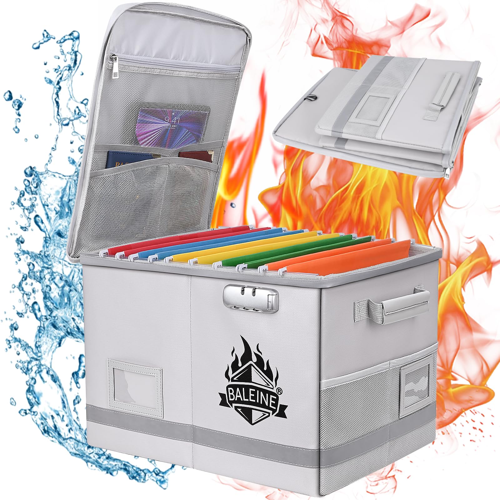 Amazon.com: BALEINE Fireproof Document Box with Lock, Portable ...
