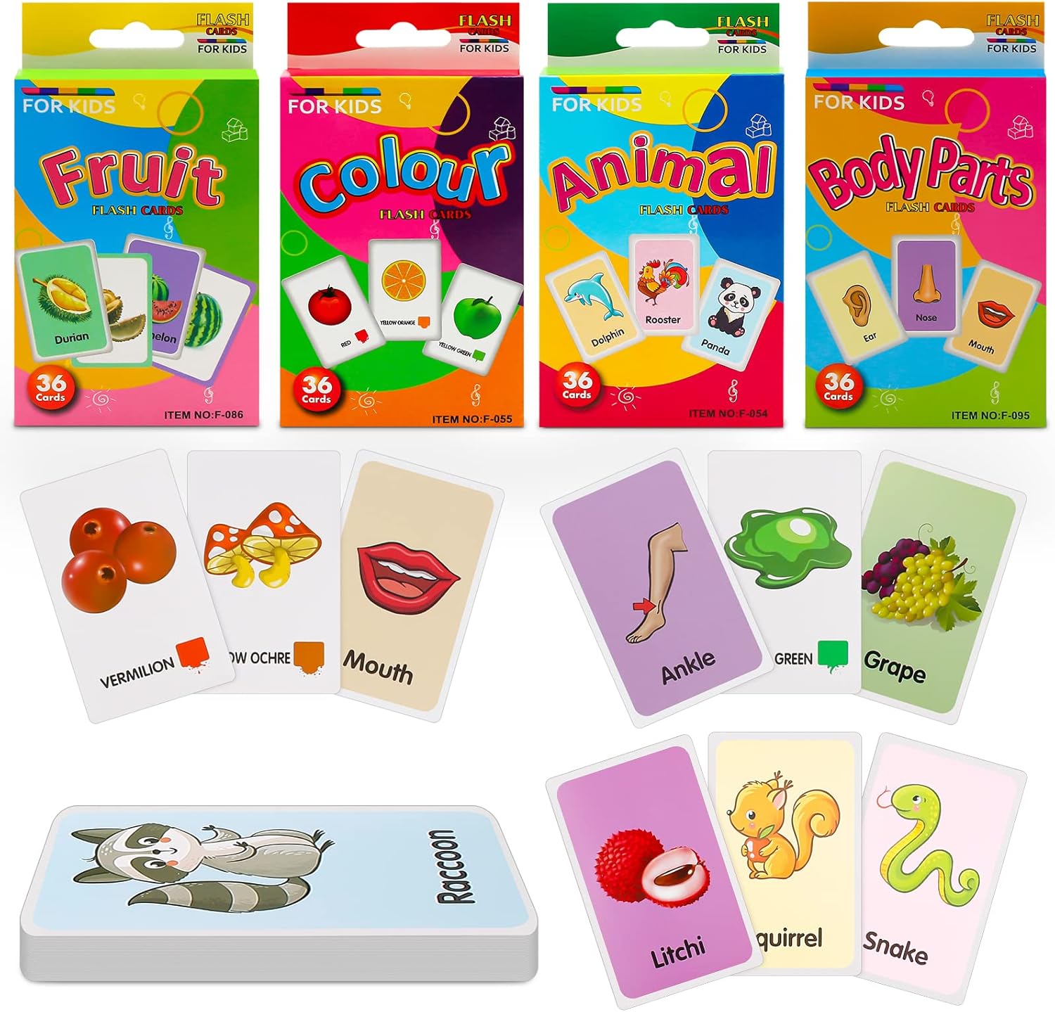 Koyigo Kids Flash Cards Set, 4 Pack Flash Cards for Toddlers ...