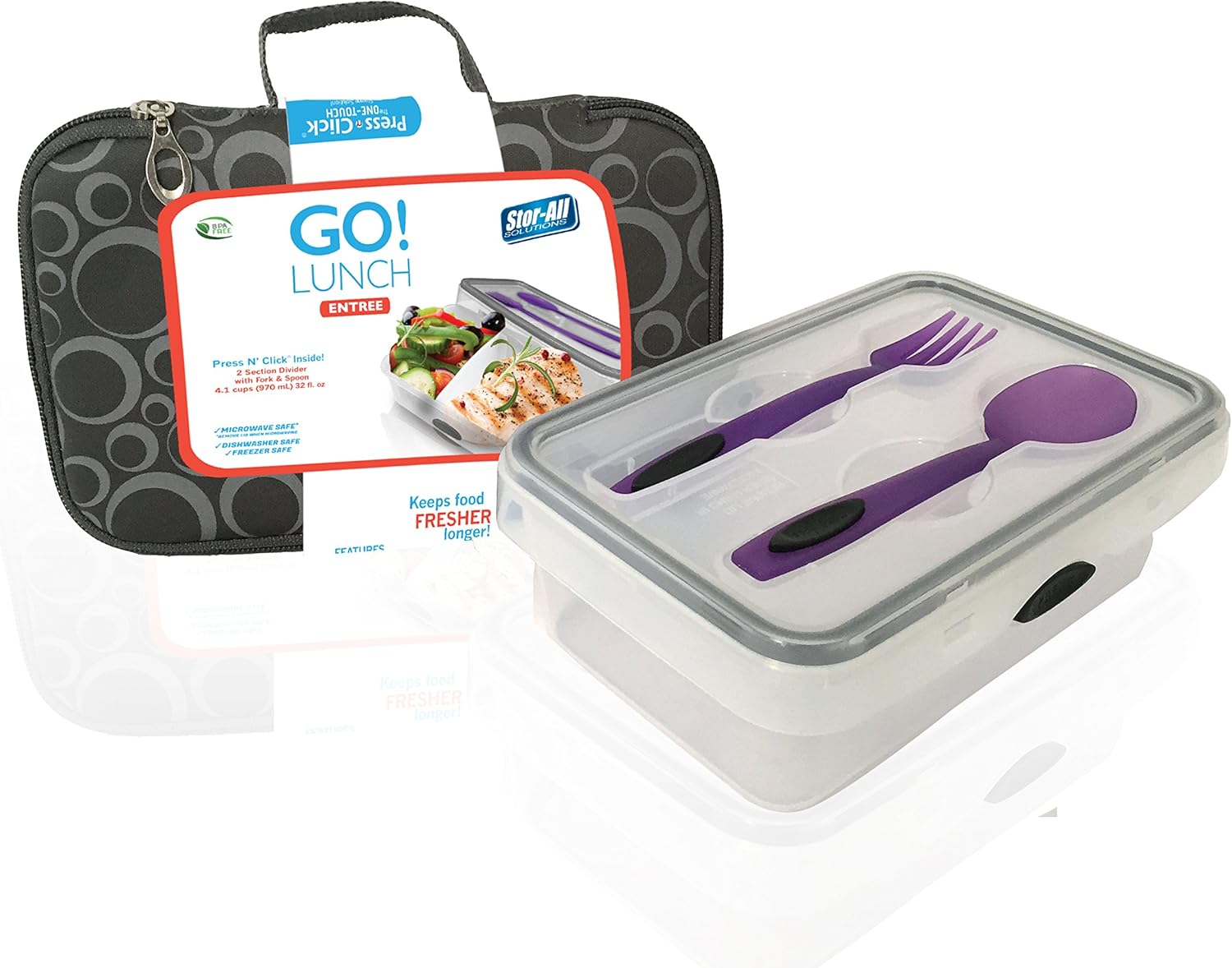 Stor-All Solutions Press N' Click Food Containers Lunch Cooler Bag Set ...