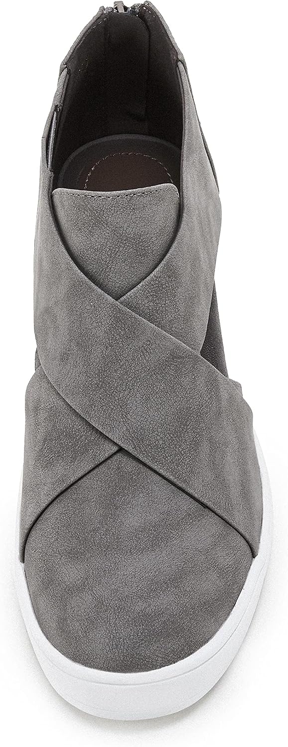 LAICIGO Women’s Cut Out Wegde Sneakers Closed Toe Back Zipper Faux ...