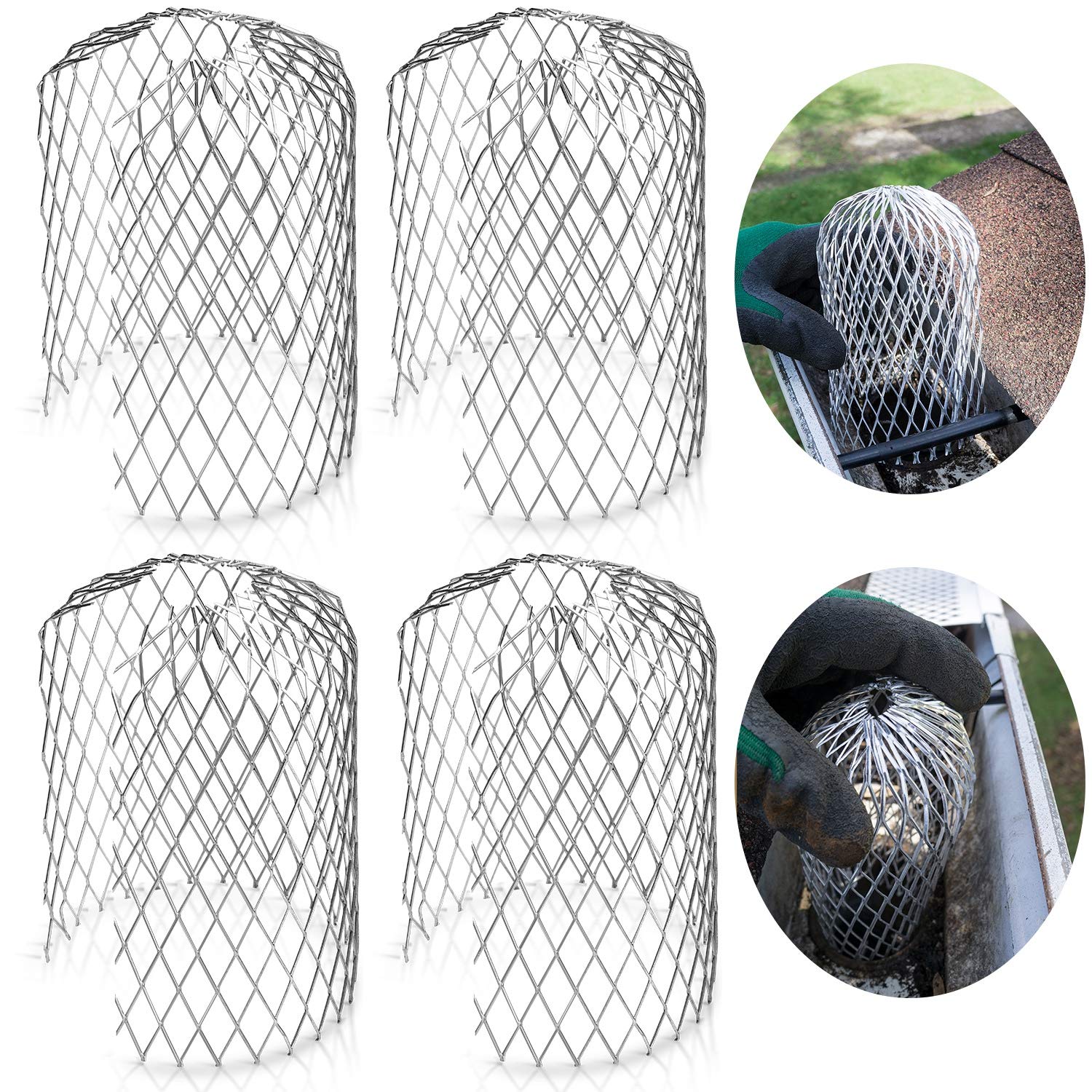 Buy Gutter Guard Strainer 3 Inch Mesh Gutter Downspout Guard for Leaf ...
