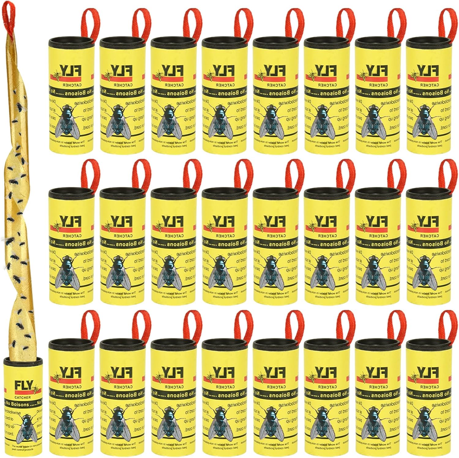 24PCS Fly Paper Strips, Triitech Sticky Fly Ribbons Traps, Fly Tape ...