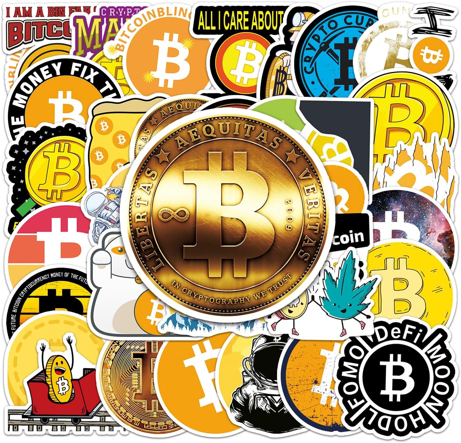Amazon.com: 50 Pcs Bitcoin Stickers Bulk,Cute Bitcoin Gold Coin ...