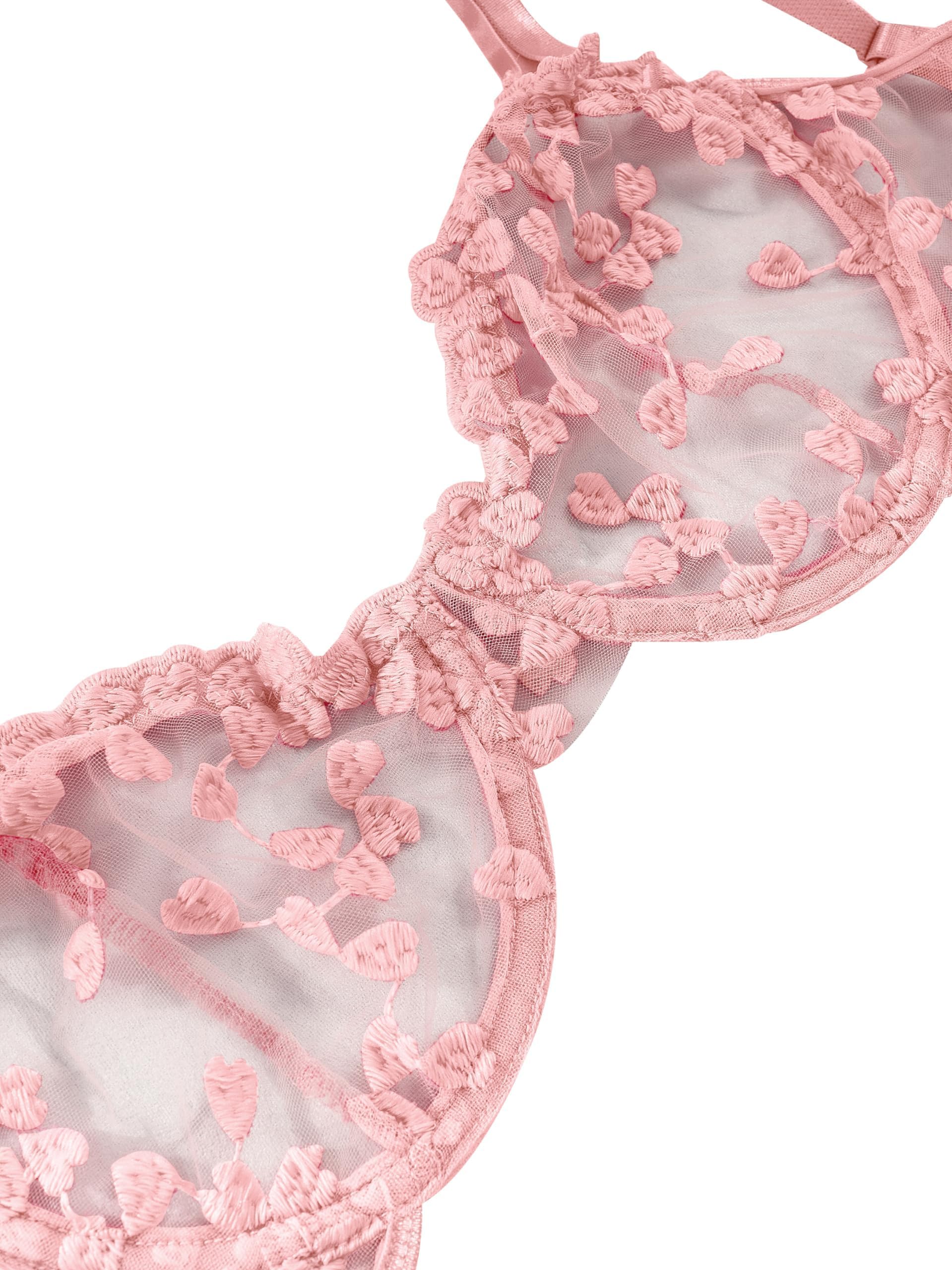 Snapklik.com : Sexy Cute Underwire Push Up Strappy Heart Embroidered ...