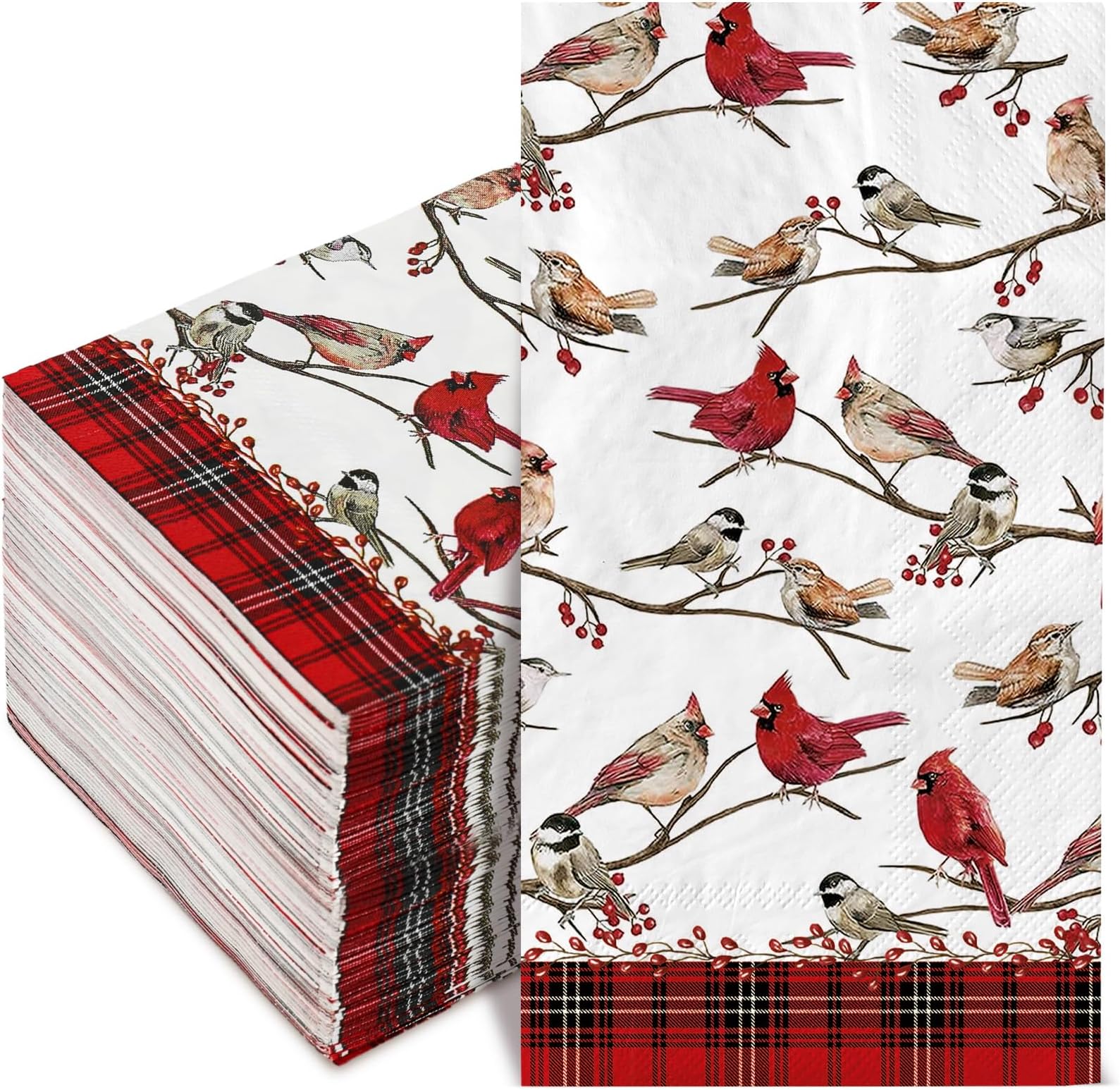 Amazon.com: AnyDesign 100 Pack Christmas Guest Napkins Disposable Robin ...