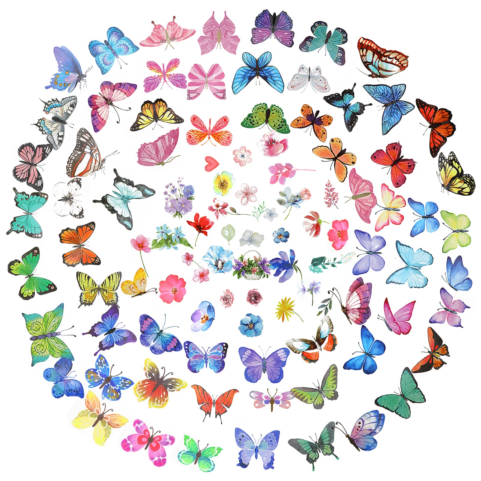 100pcs Temporary Butterfly Tattoos Colorful Small 3D Butterfly ...