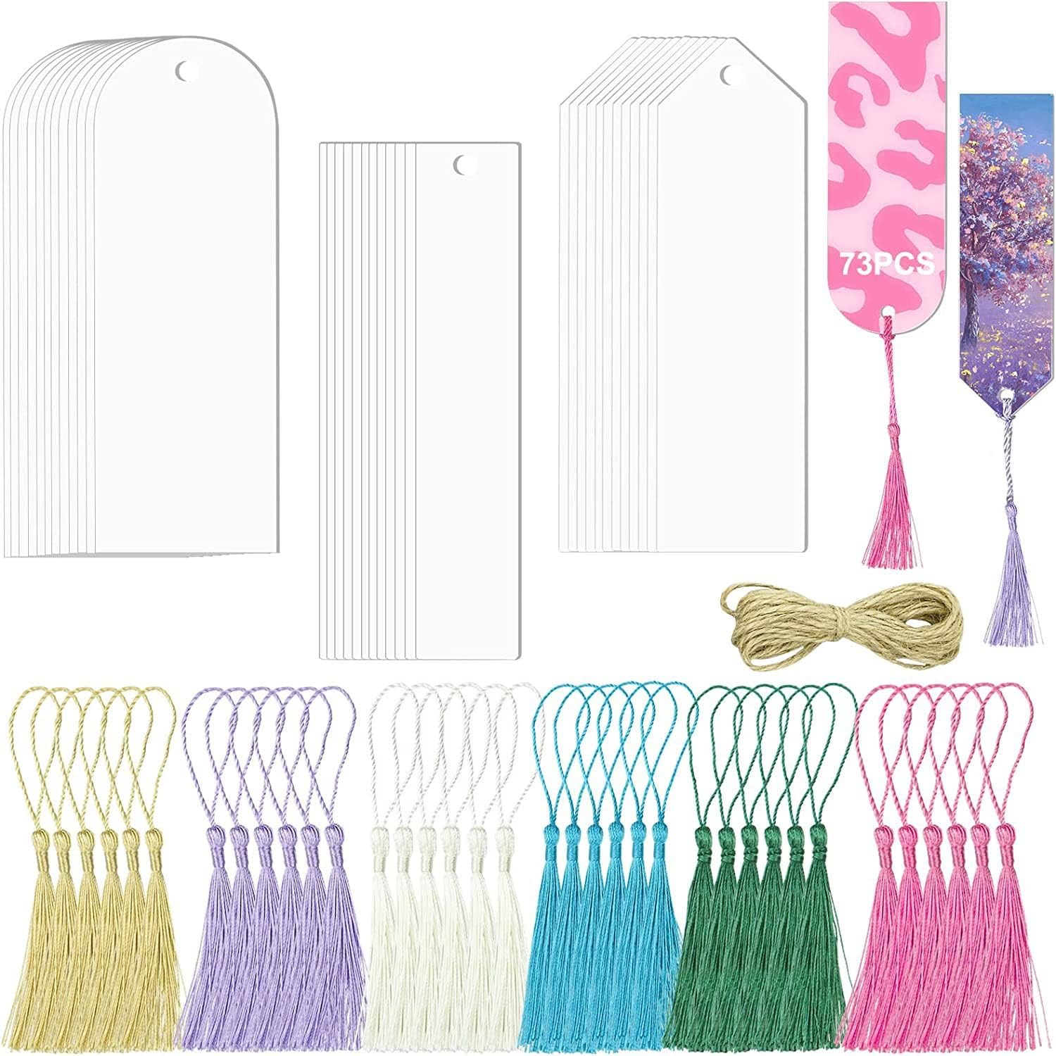 ANBOWEI Acrylic Bookmark Blank Set, 30pcs Blank Book Marks 3 Shapes and ...