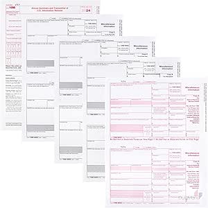 Amazon.com : 1099 MISC Forms 2024, 5 Part Set, Kit for 25 Vendors Complete Laser 1099 Tax Forms ...
