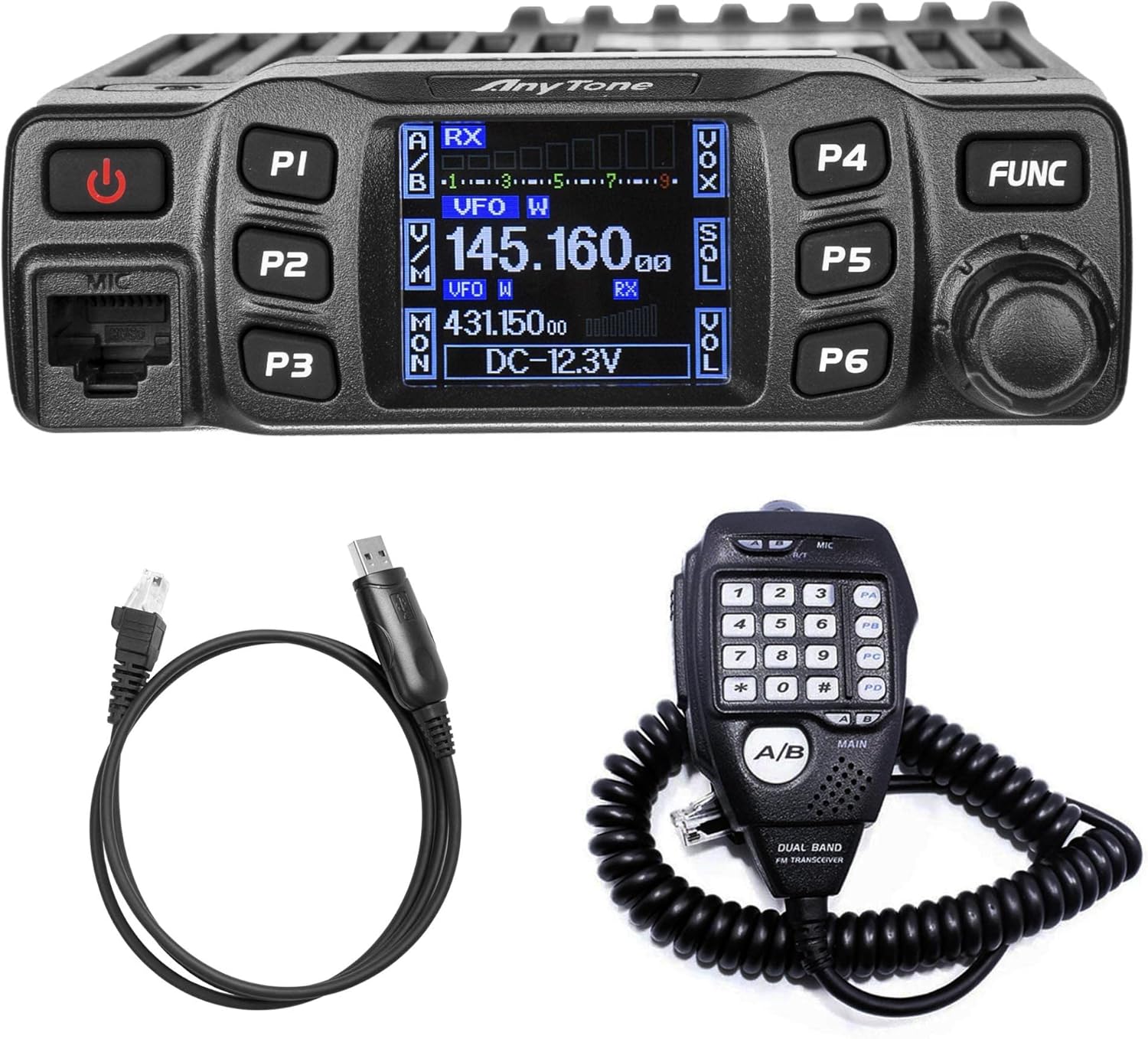 Amazon.com: AnyTone AT-778UV Transceiver Mobile Radio Dual Band 25W VHF ...