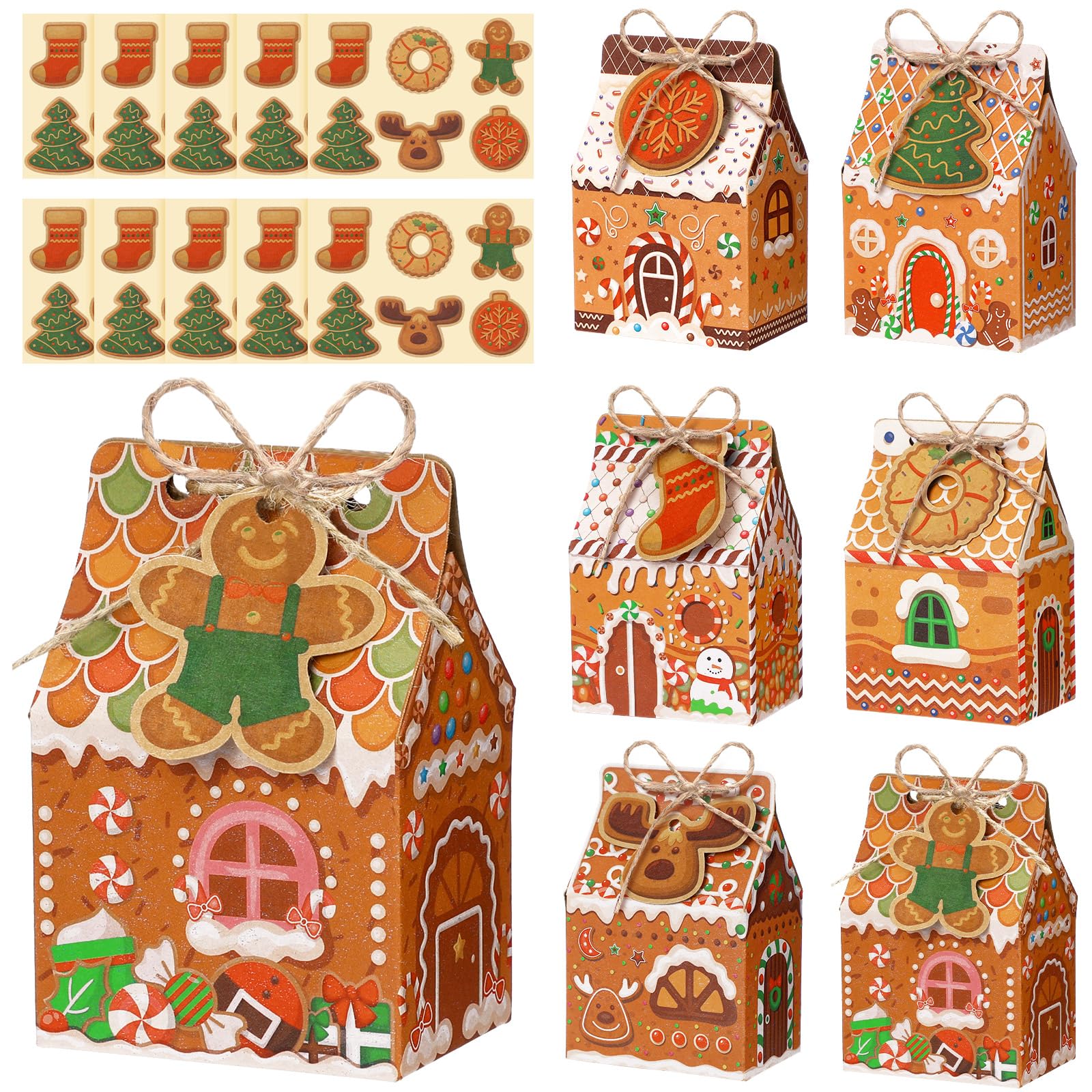 Amazon.com: Blulu 60 Set Small Christmas Cookie Boxes with Tags ...